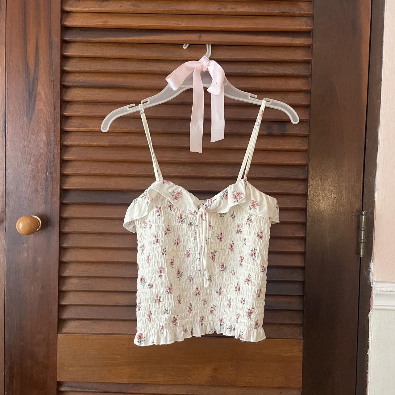 Super cute cottagecore coquette tank top with floral... - Depop