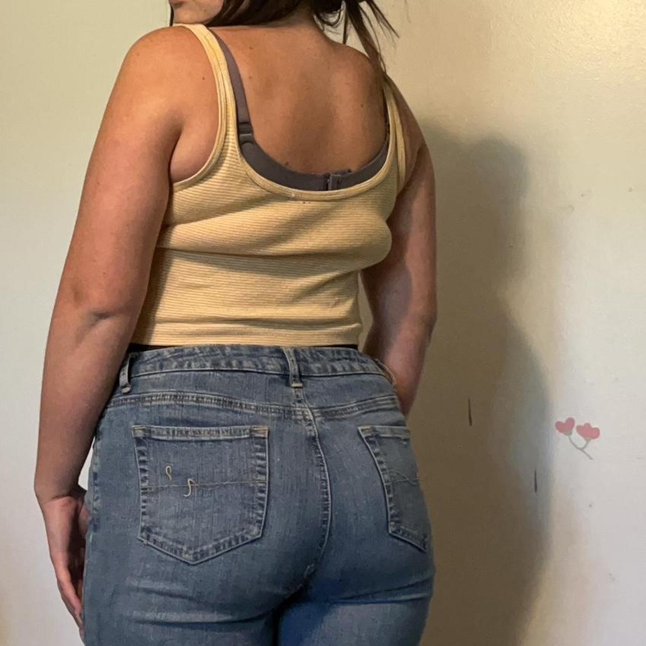 light yellow tank cropped with chest opening - Depop