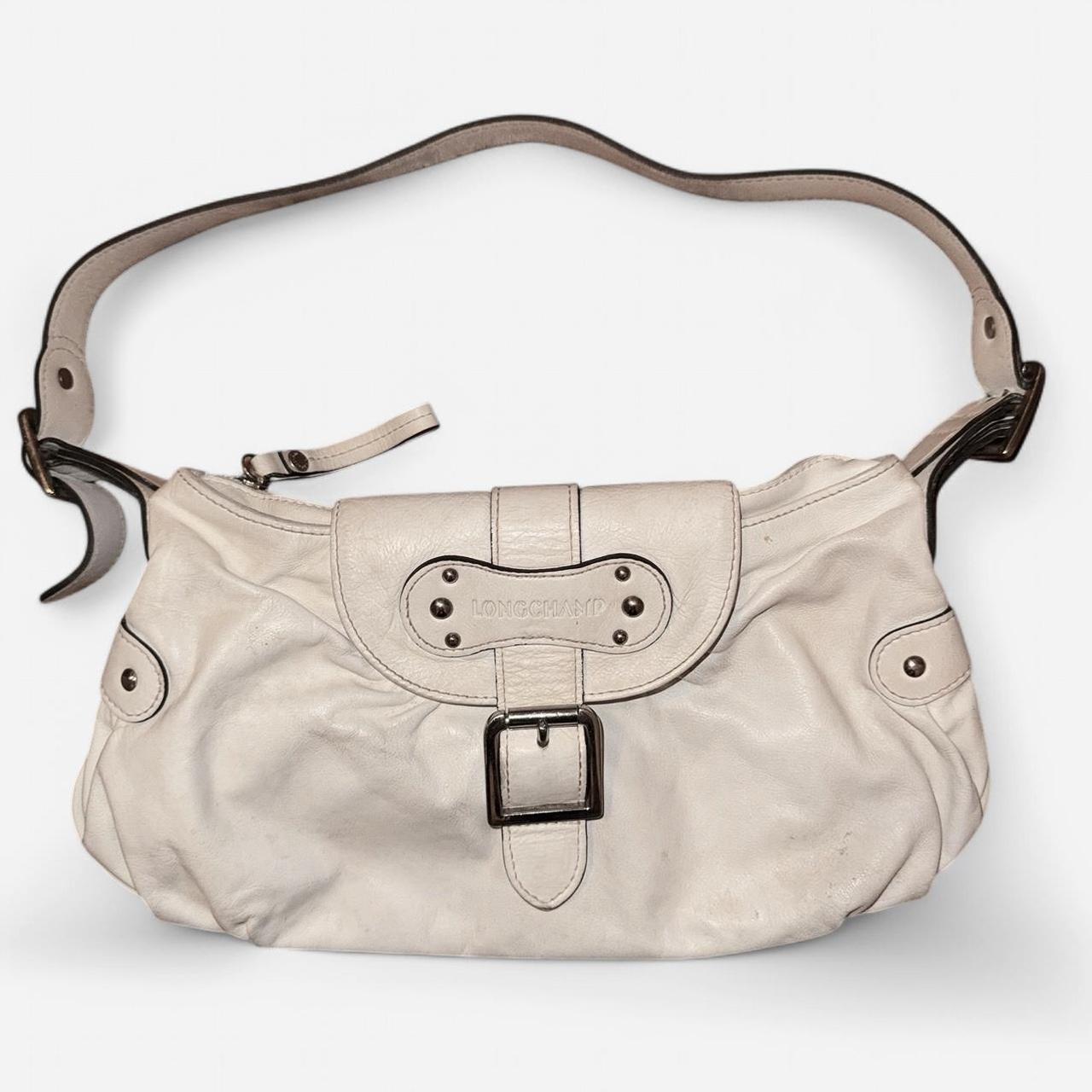 Gorgeous Authentic Longchamp White Leather Shoulder... | Depop