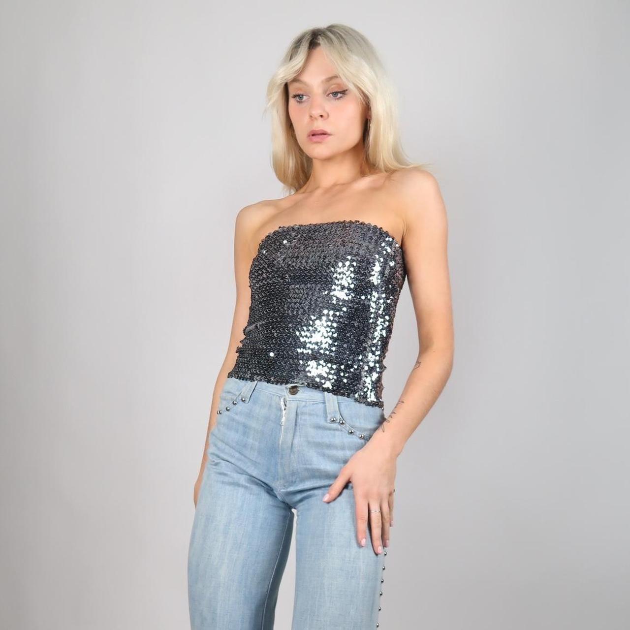 Late 1970s sequin tube top. These are so perfect for... - Depop