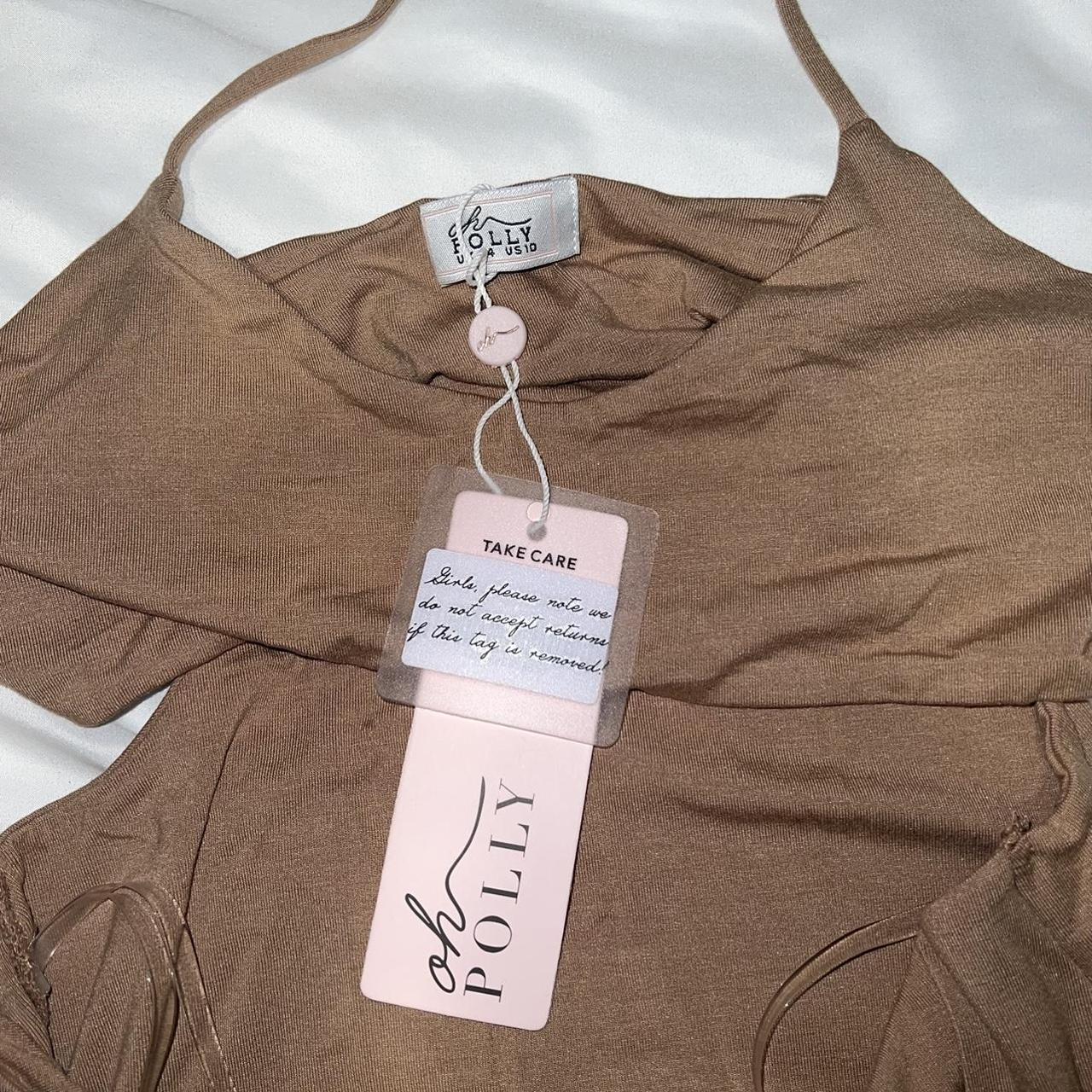 Never worn Oh Polly cut out maxi dress!! Tan color.... - Depop