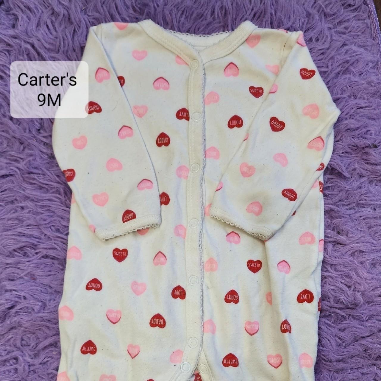 Carter's 9M pink/white hearts onesie #Carter's #9M... - Depop