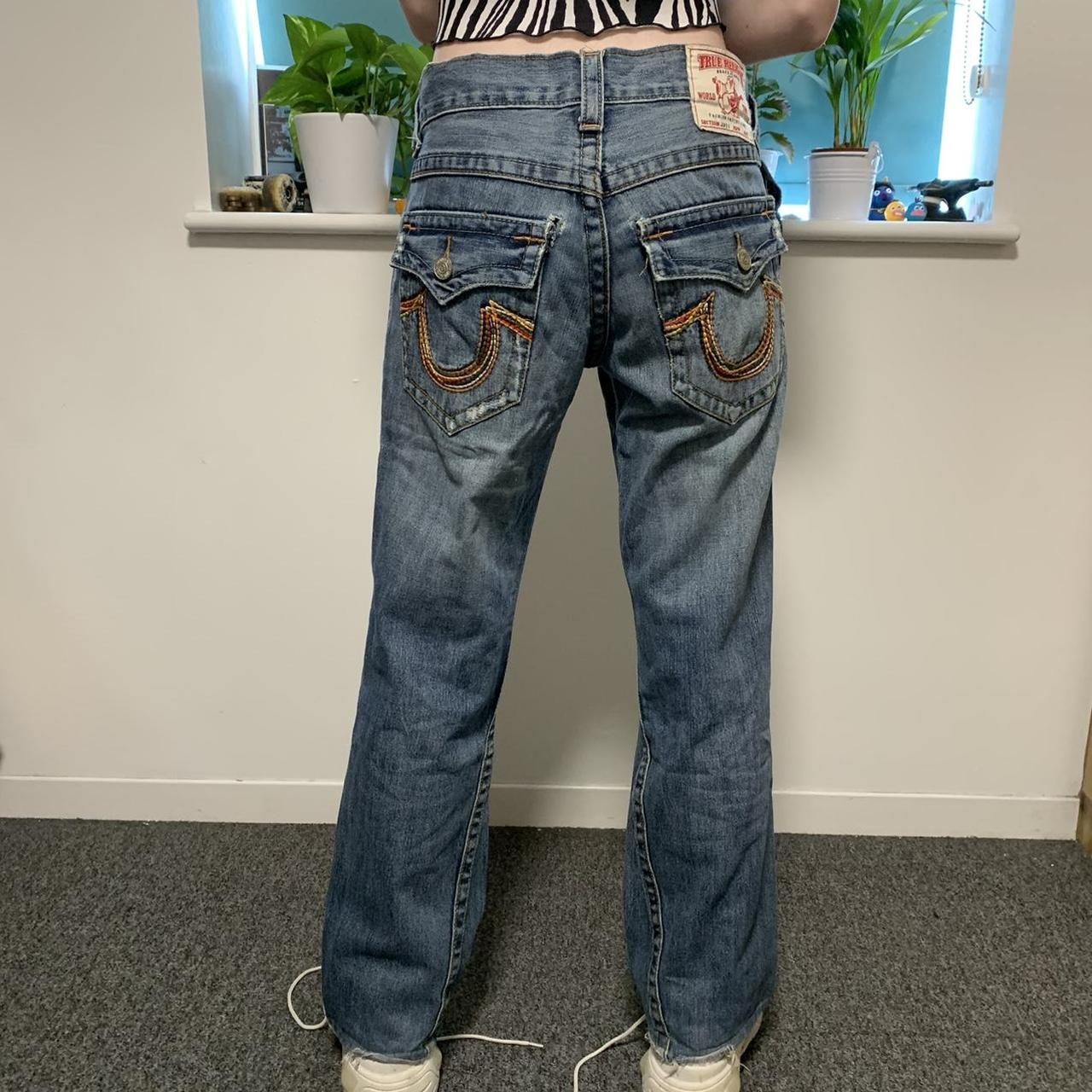 TRUE RELIGION FLARED EMBROIDERED JEANS True... - Depop