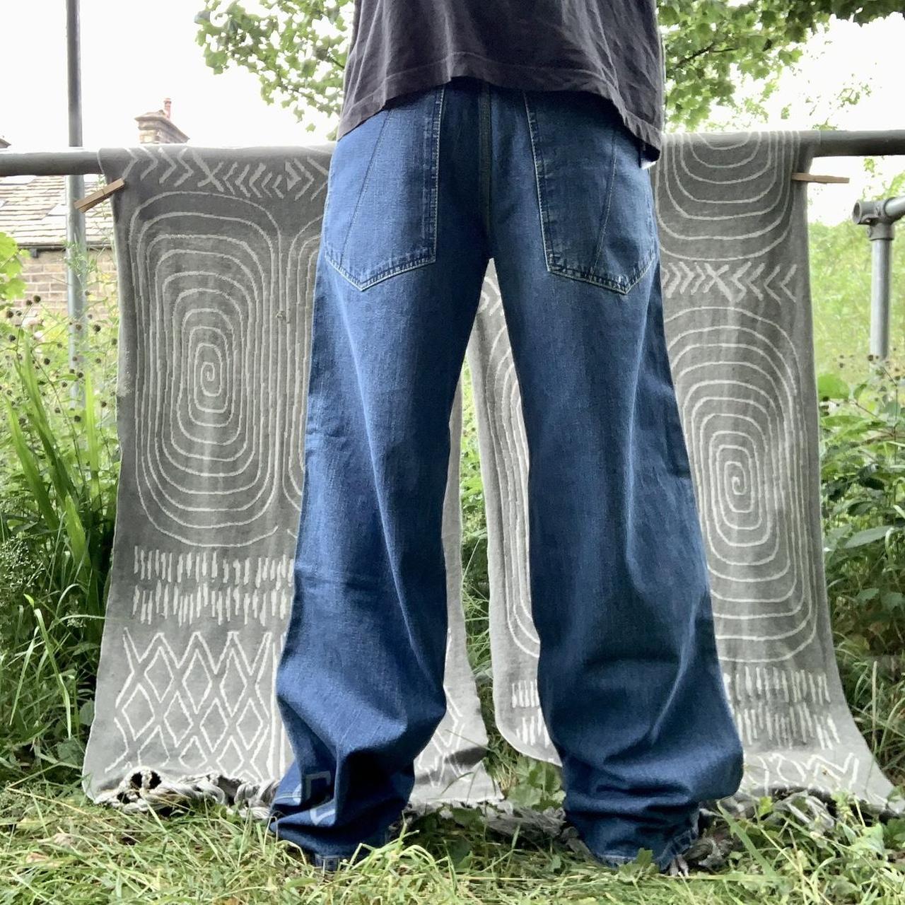 BAGGY BLEU BOLT SKATER JEANS Super baggy wide leg... - Depop
