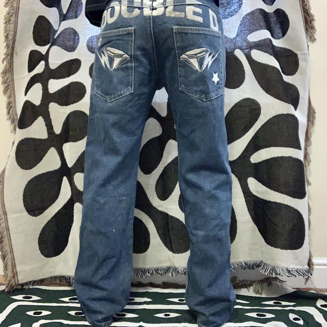 DOUBLE D EMBROIDERED DIAMOND JEANS Sick straight... - Depop
