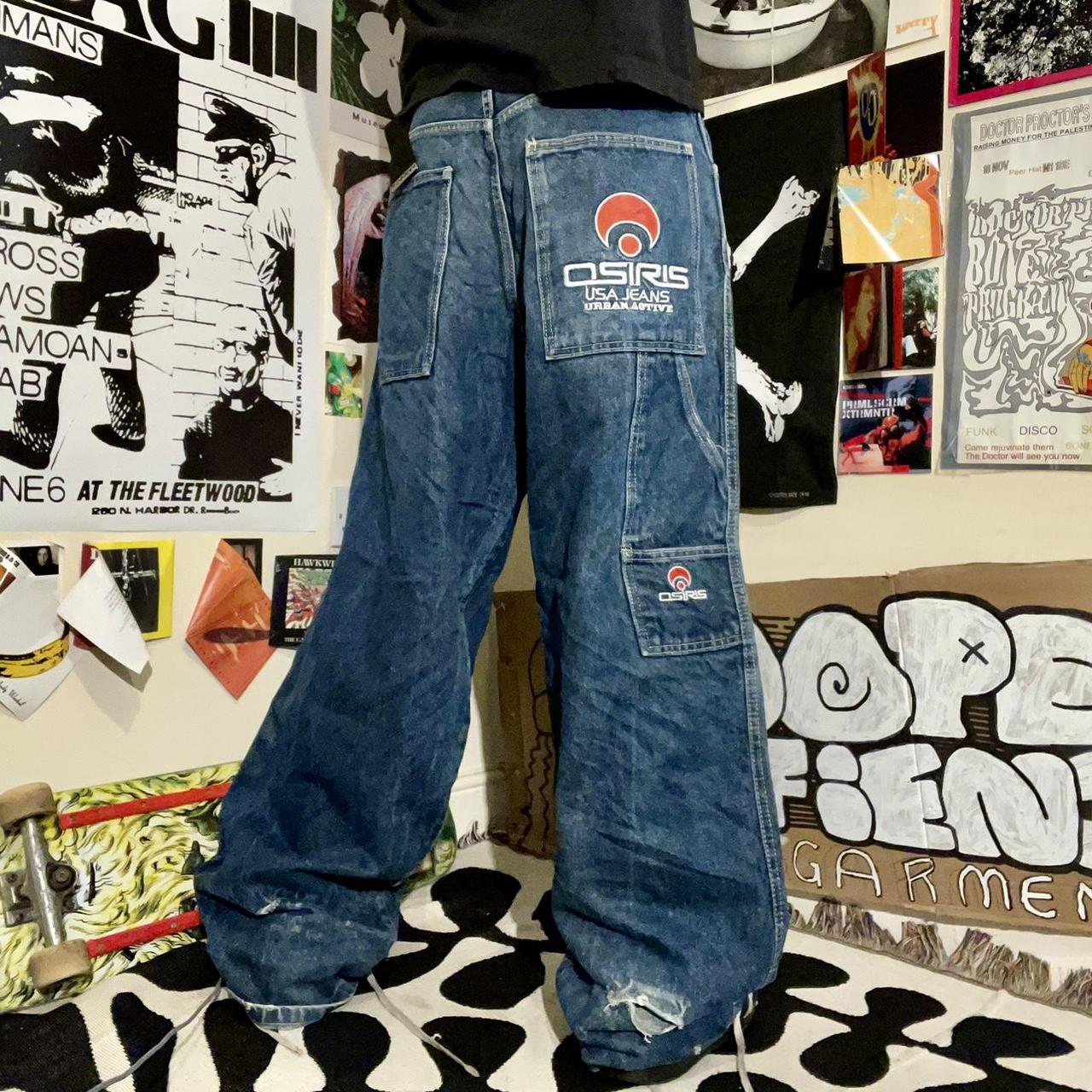 OSIRIS VINTAGE EMBROIDERED BAGGY JEANS Dope late... - Depop