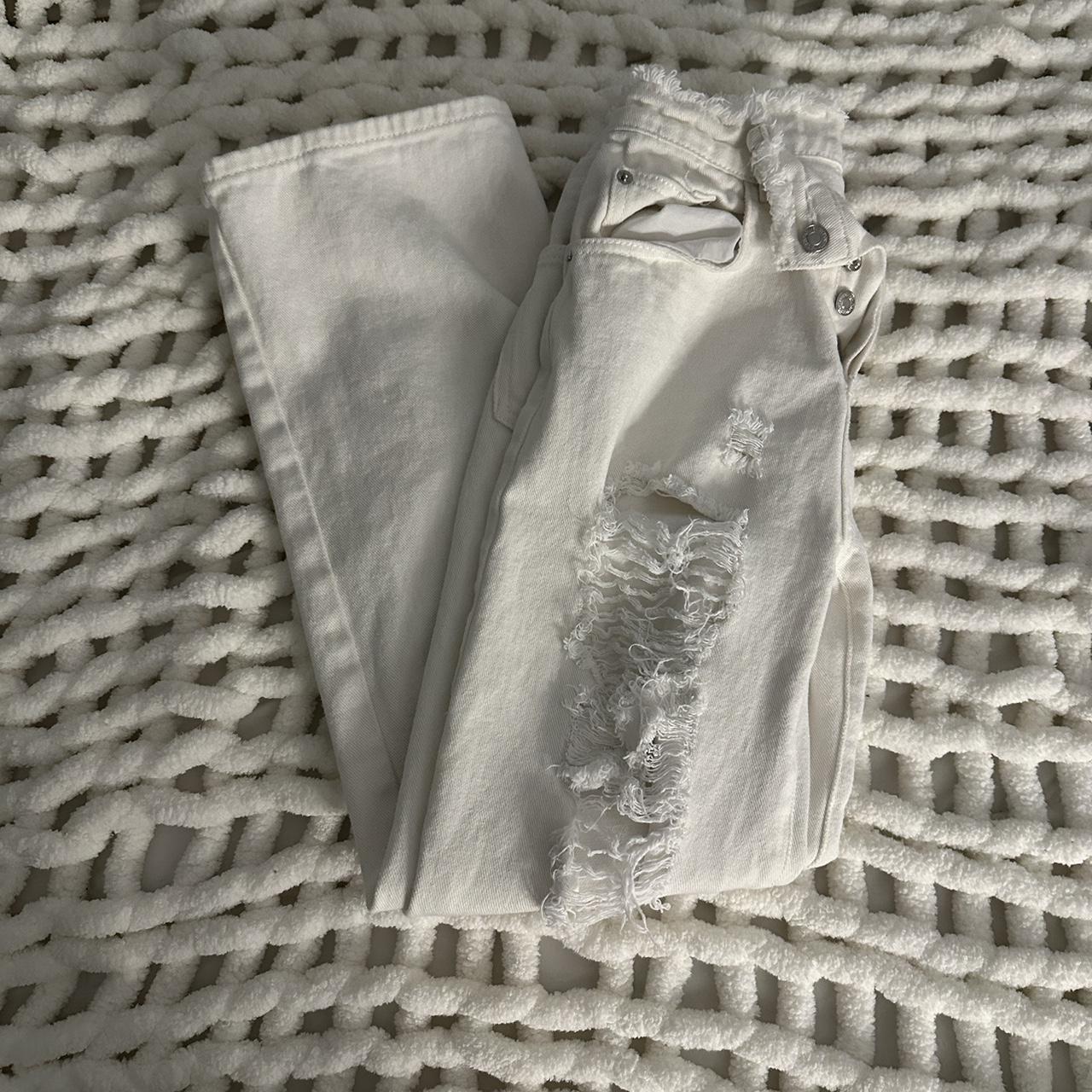 Edikted white ripped jeans Fold over waist Brand... - Depop
