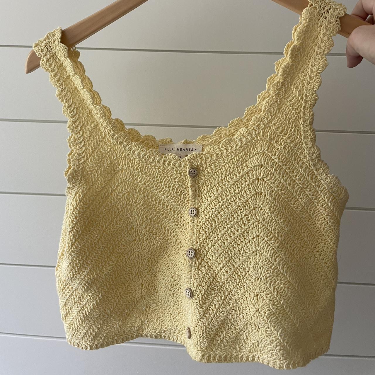 PacSun Women's Yellow Crop-top | Depop