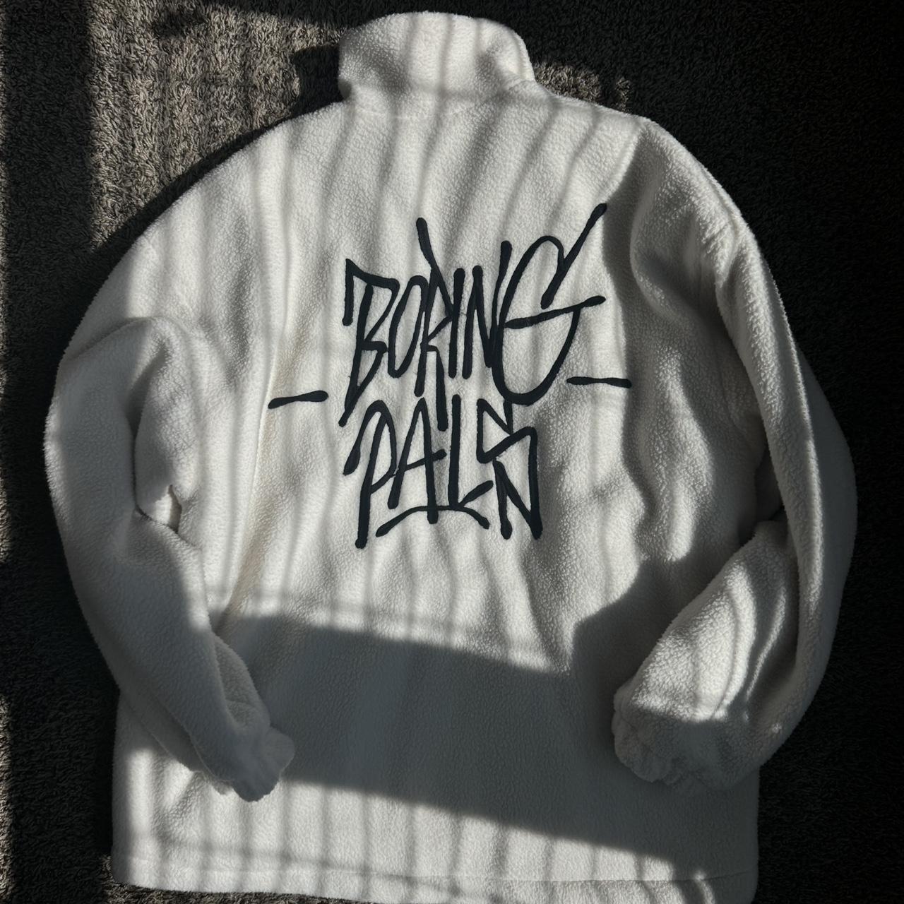 Vintage “Boring Pals” Crème and Black fleece... - Depop