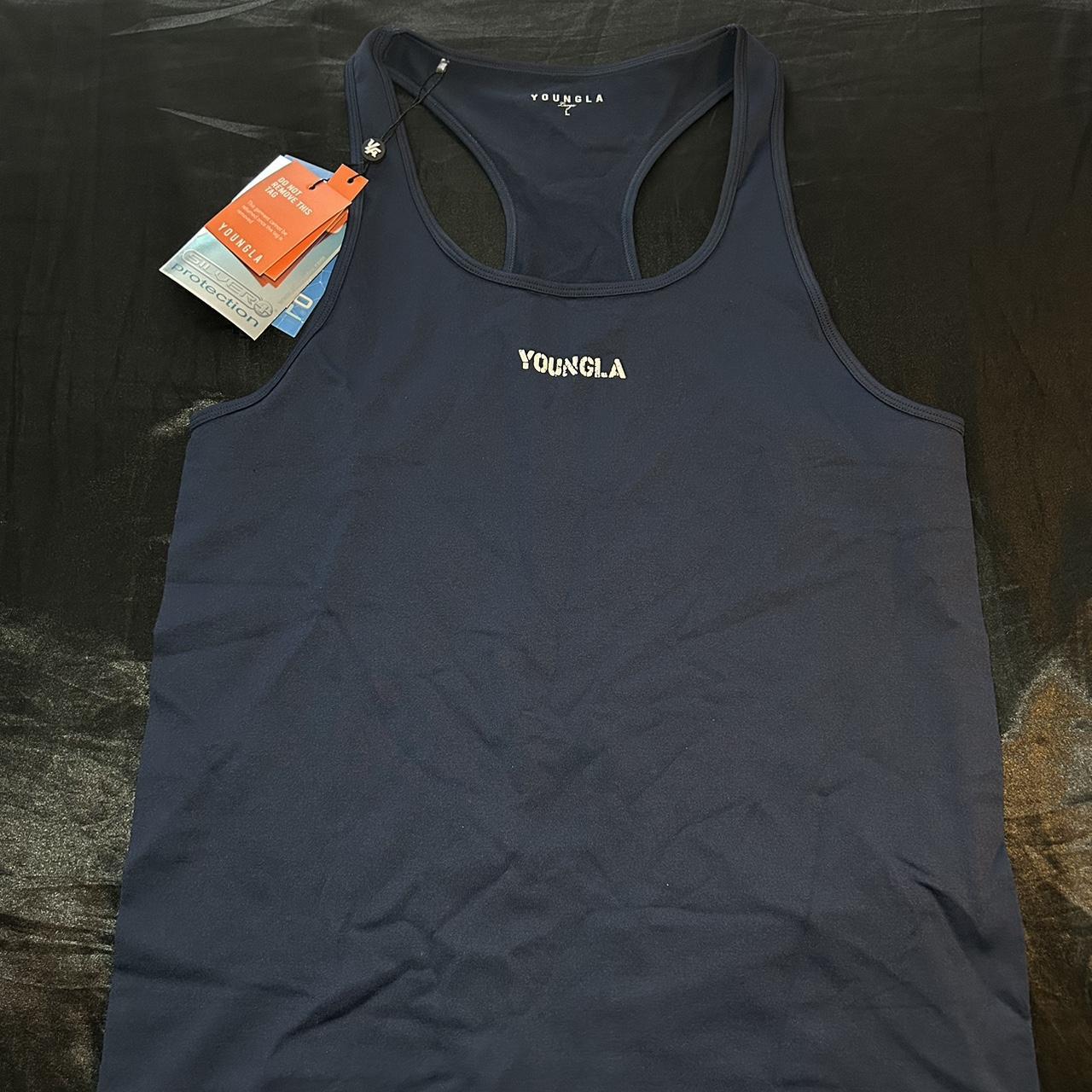 YOUNGLA navy tank top- size L more affordable... - Depop