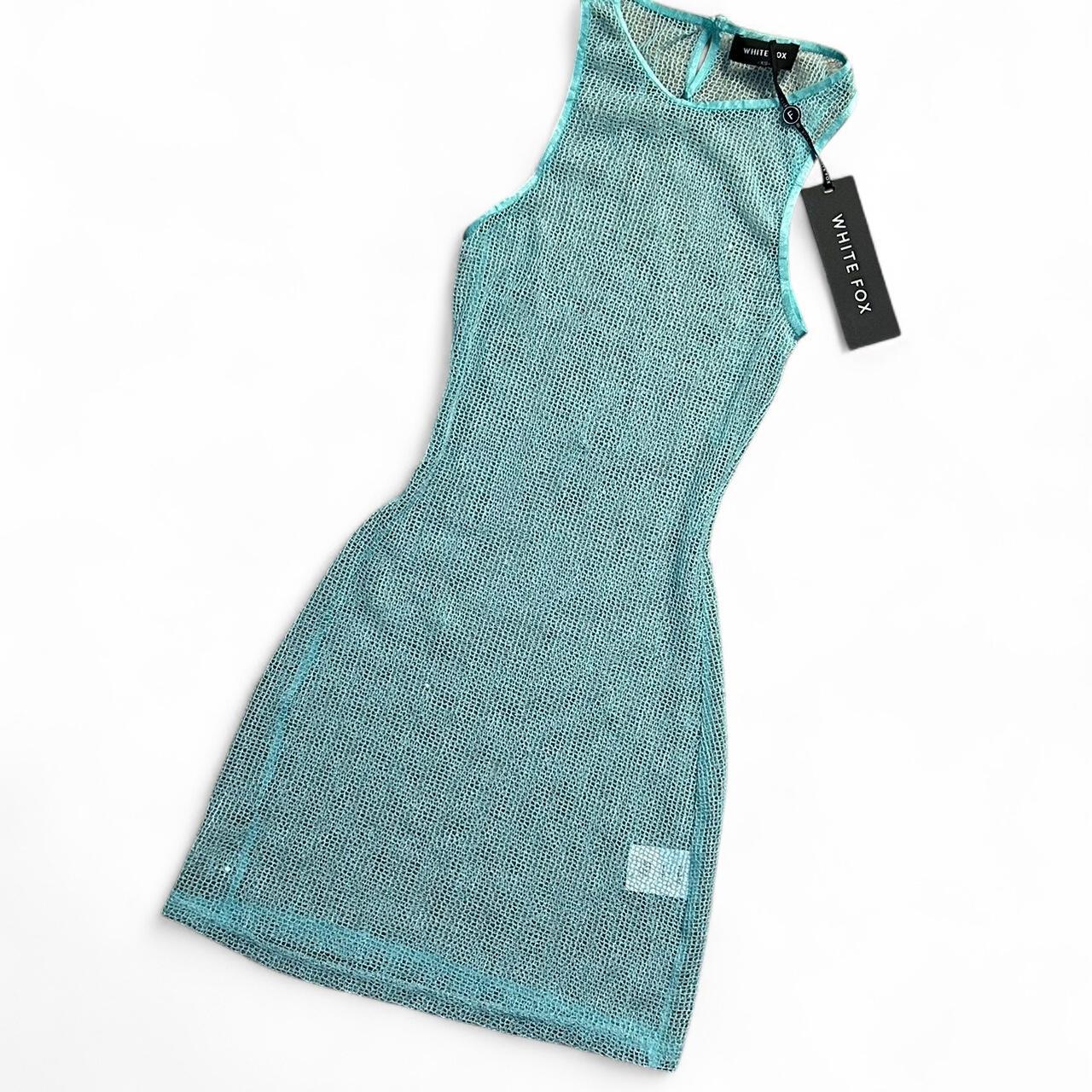 WHITE FOX- aqua see thru mini bodycon dress... | Depop