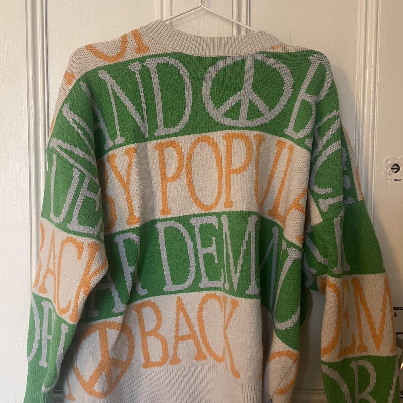 quicksilver thick knitted crewneck , with worded... - Depop