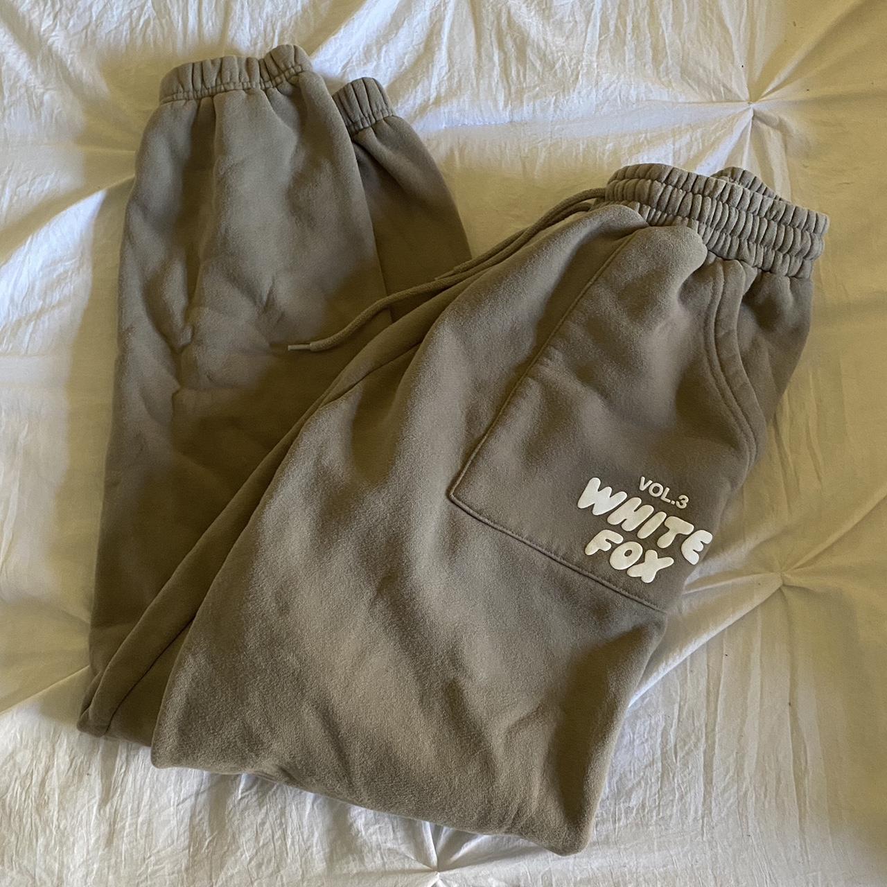 White Fox Sweatpants Size small Brown so comfy... - Depop