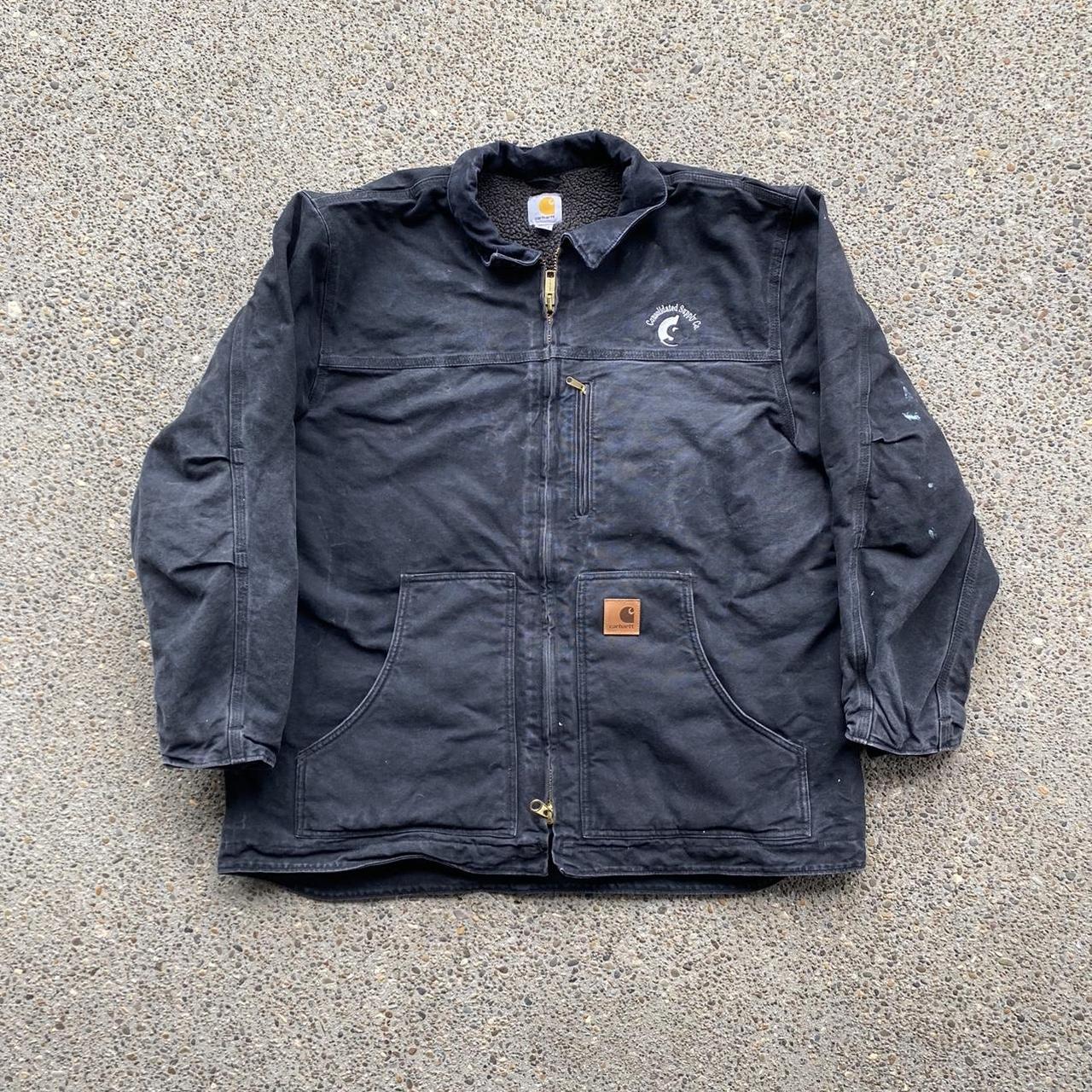 Black carhartt jacket Size XL check measurements... - Depop