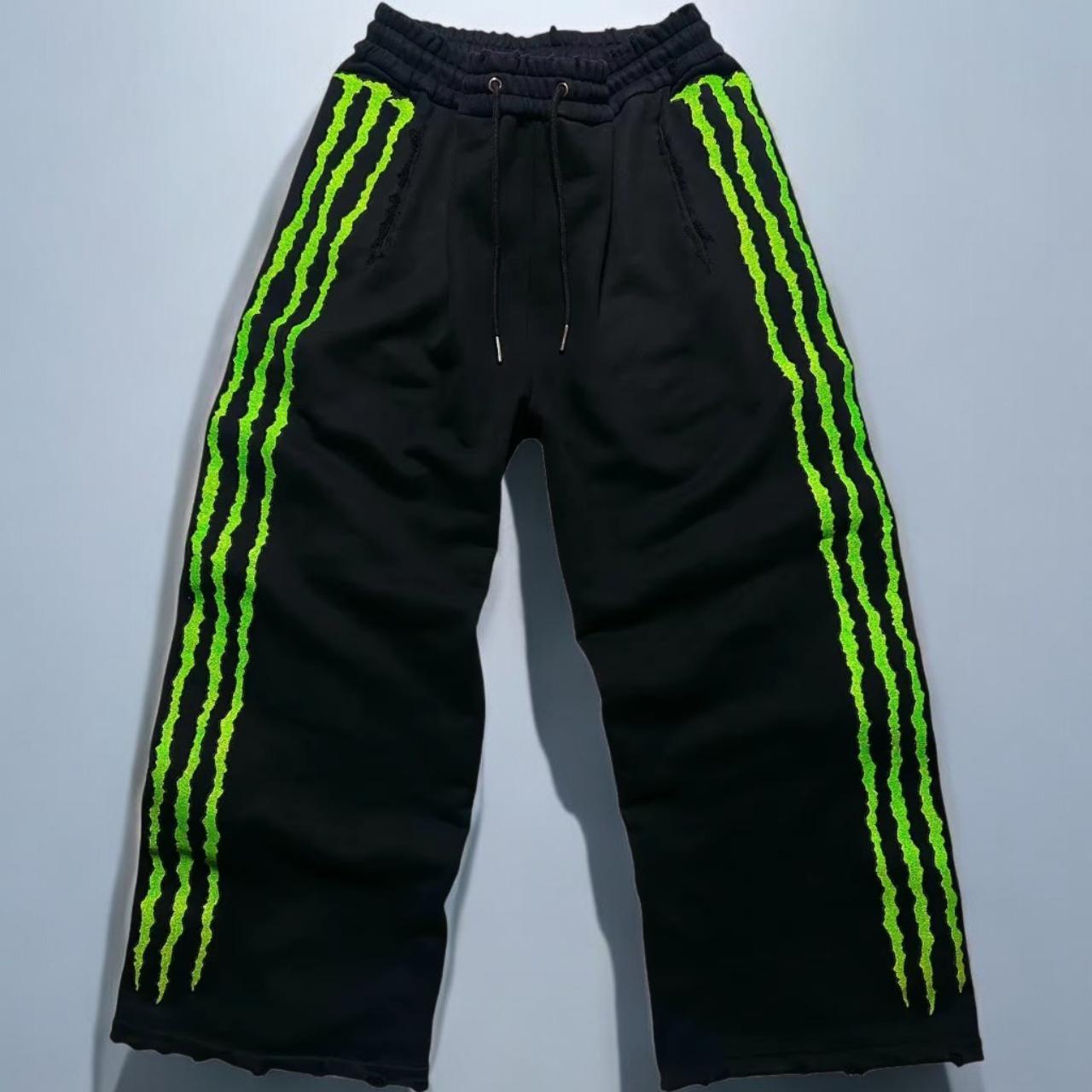 GLOW IN THE DARK ⚡💚 Black & Fluorescent Green Baggy... | Depop