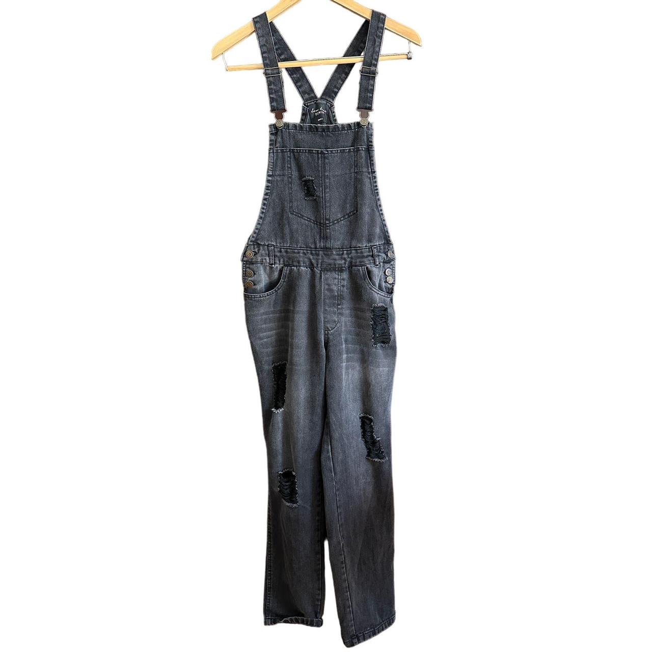 LOVETREE | Washed Black Distressed Overalls Washed... - Depop