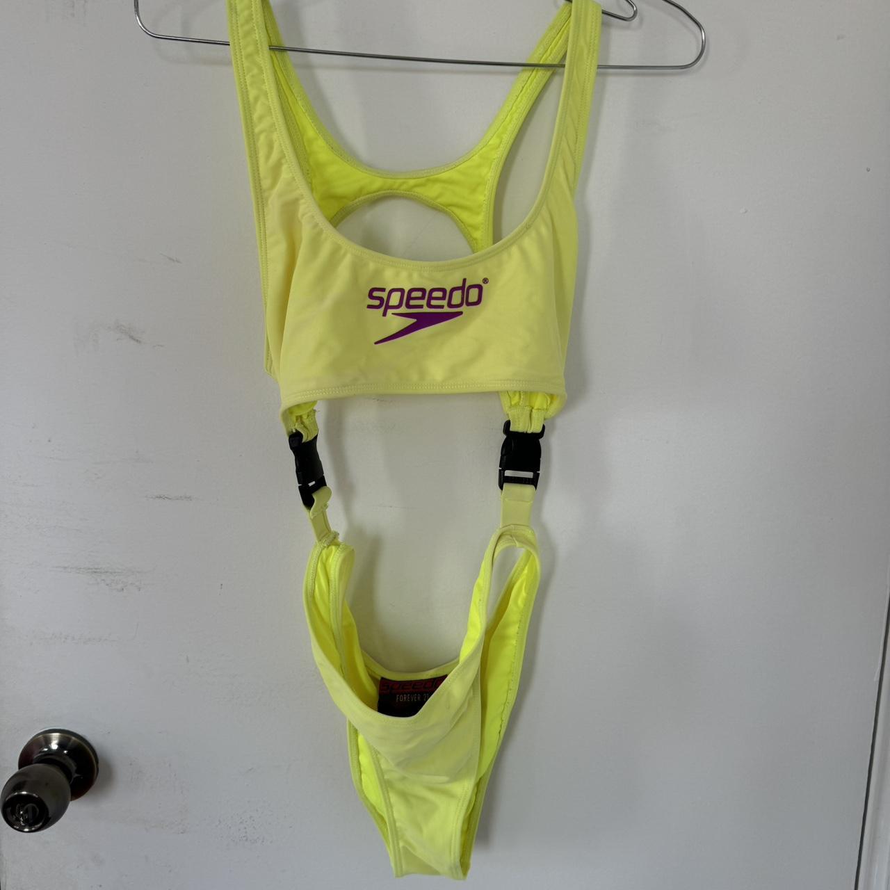 Speedo yellow one piece swimsuit with adjustable... - Depop