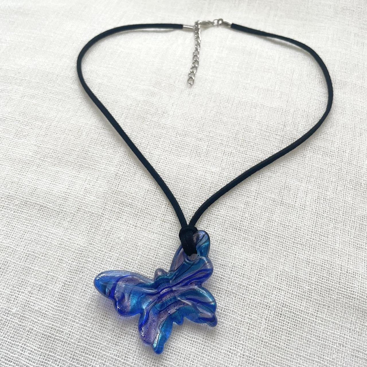 Glass Butterfly Pendant Necklace 🦋 Adorable... - Depop
