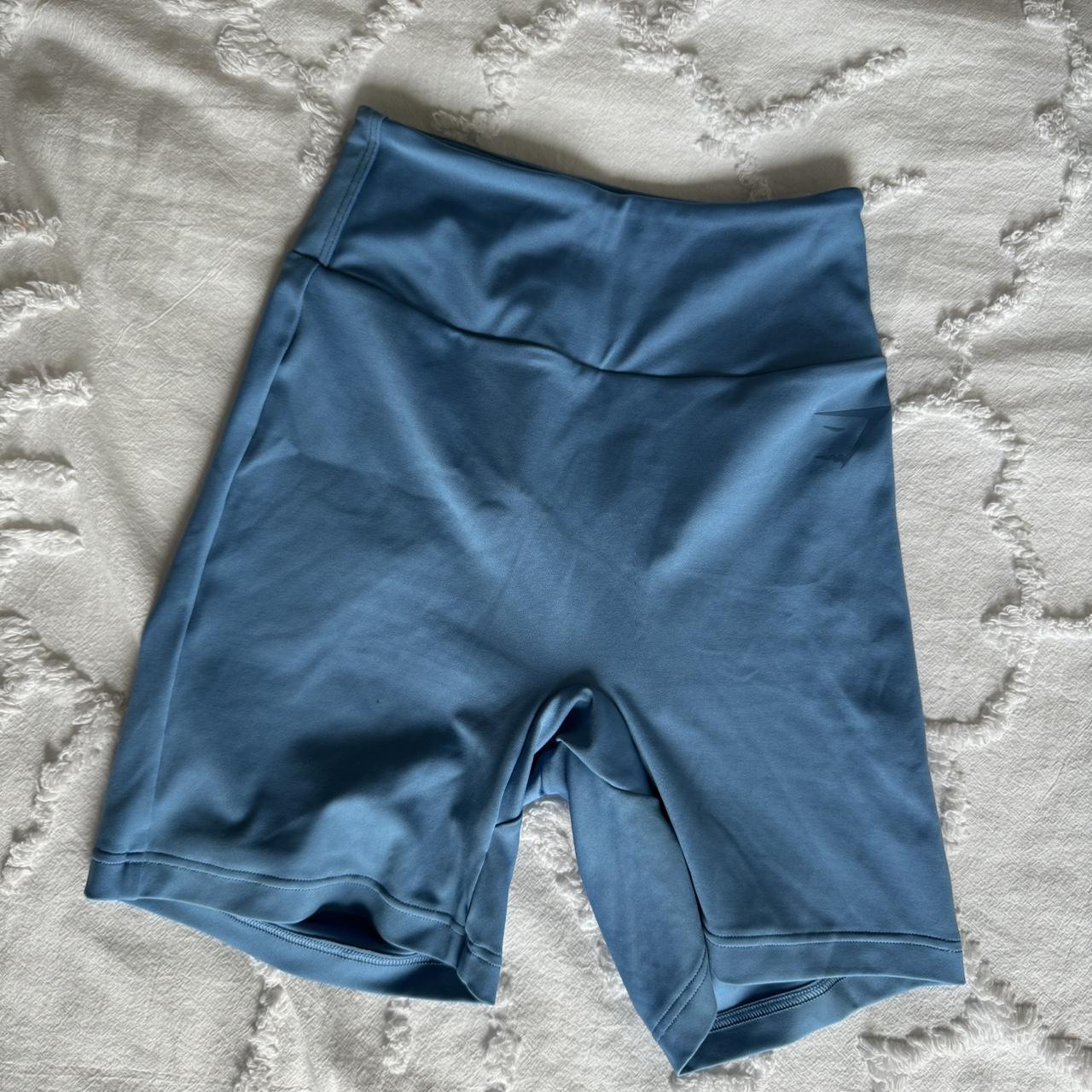 Blue Gymshark workout shorts spandex workout... - Depop
