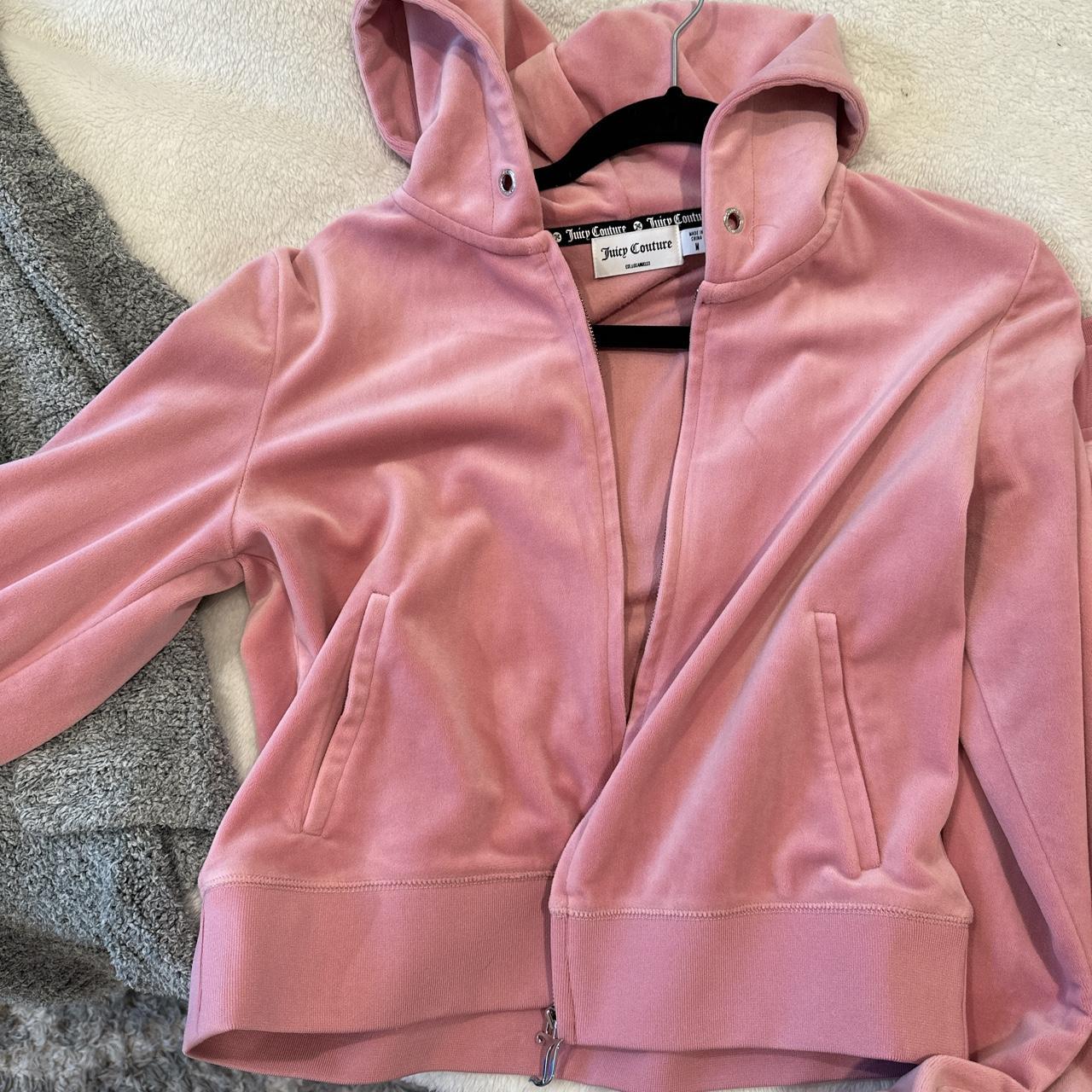 JUICY TRACK SET- Pink bedazzled zip up with matching... - Depop