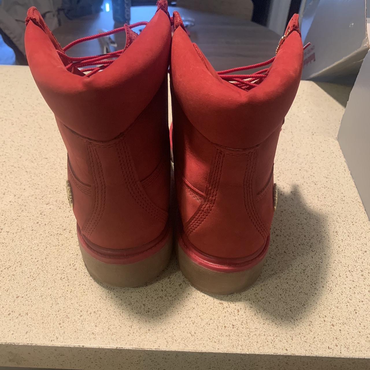 Limited Release Red and Gold Timberland Boots Men’s... - Depop