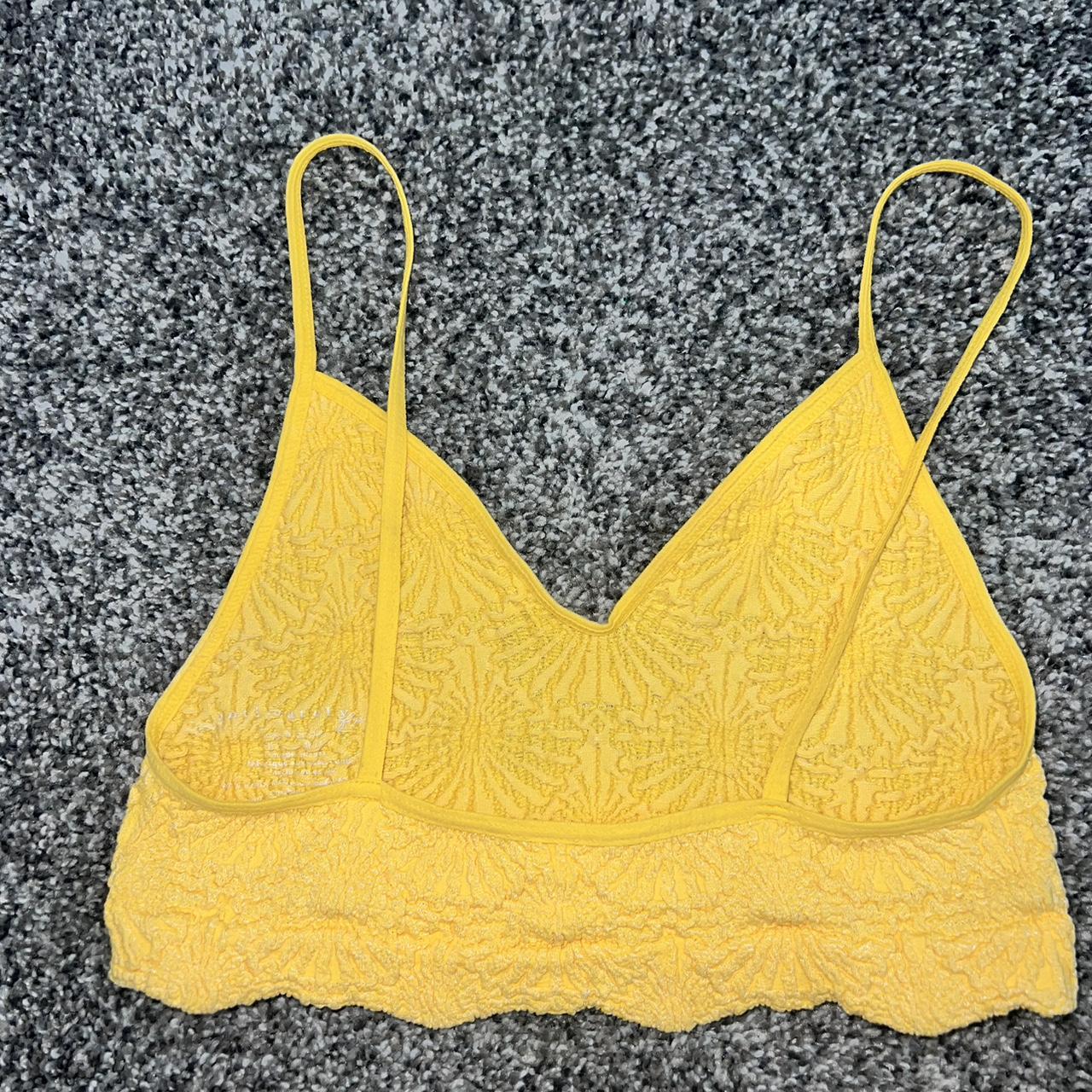 Free people yellow crop tank top v neck neon - Depop