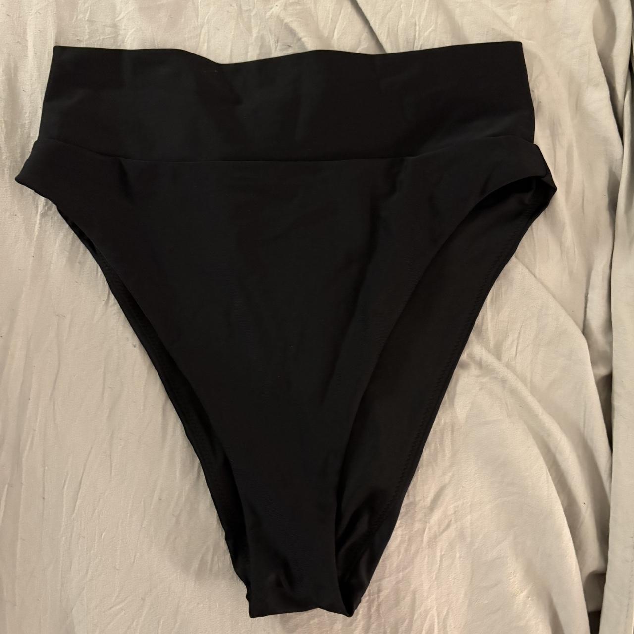 Aerie high cut cheeky black bikini bottoms... | Depop