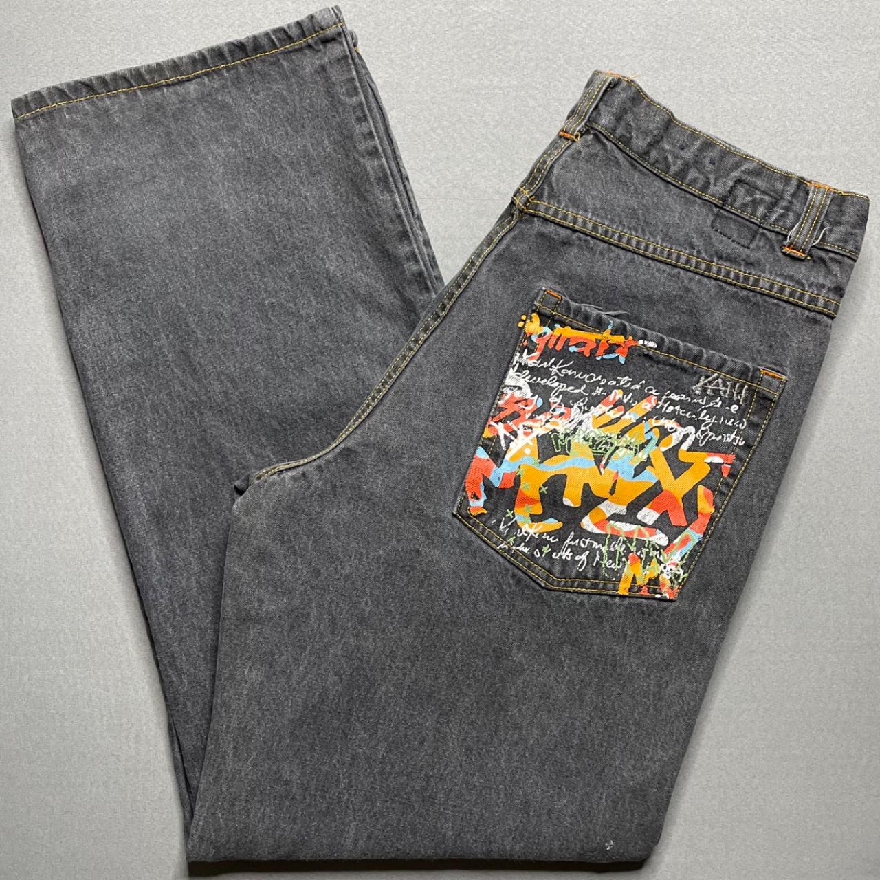 Karl Kani Men's Black and Orange Jeans | Depop