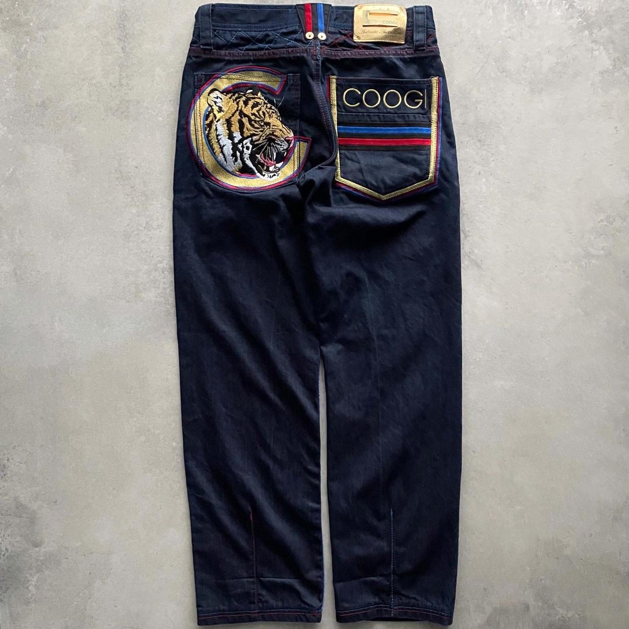 Vintage 2000's Coogi Skatewear Tiger Dark Blue Baggy... - Depop