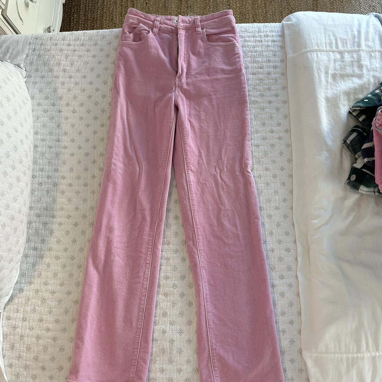 Rollas corduroy pink flare pants #pink #rollas #vday - Depop