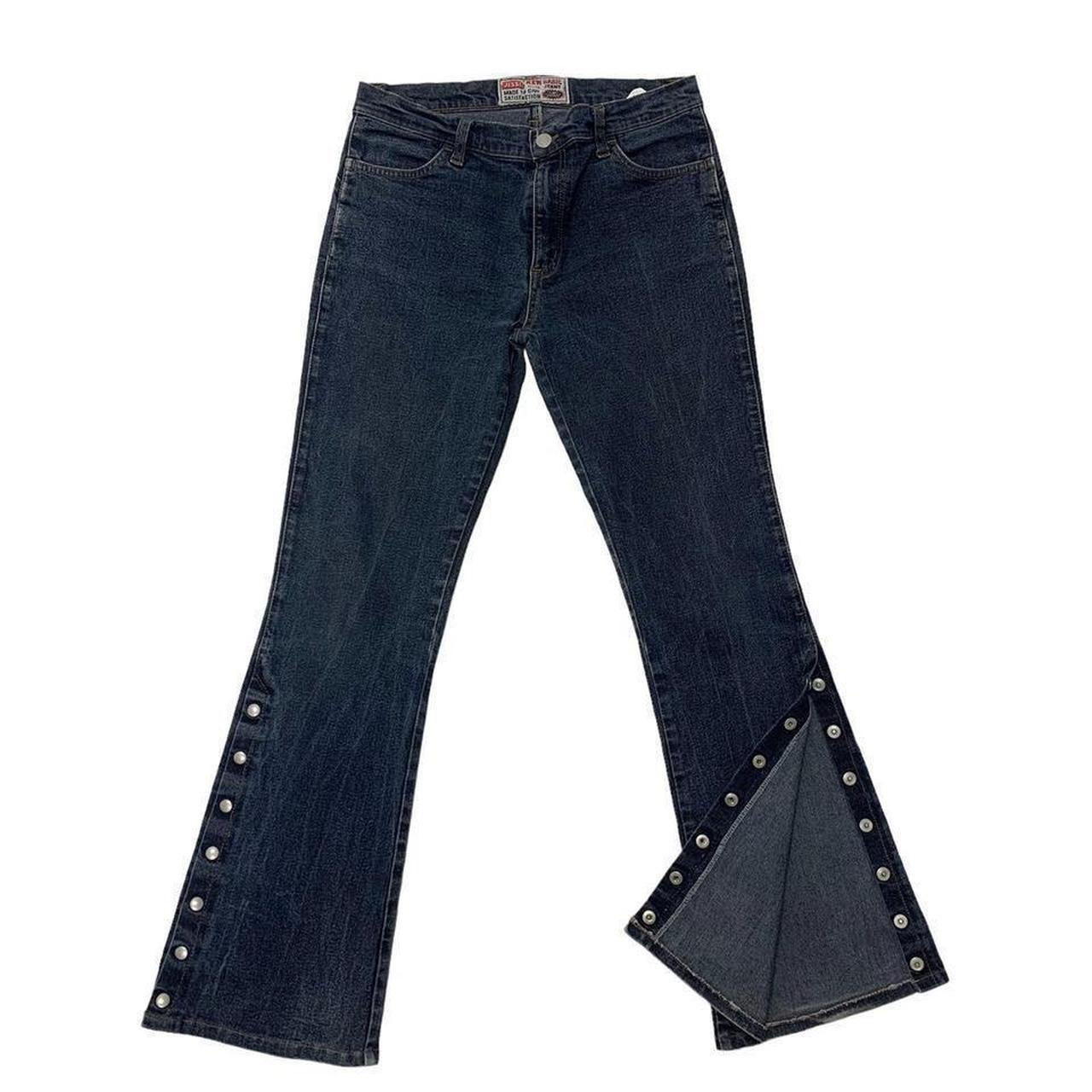 Low rise Flared jeans Y2k flare jeans with poppers... - Depop