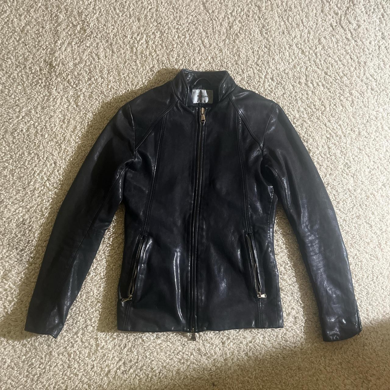 Japanese branded leather jacket Morgan Homme... - Depop
