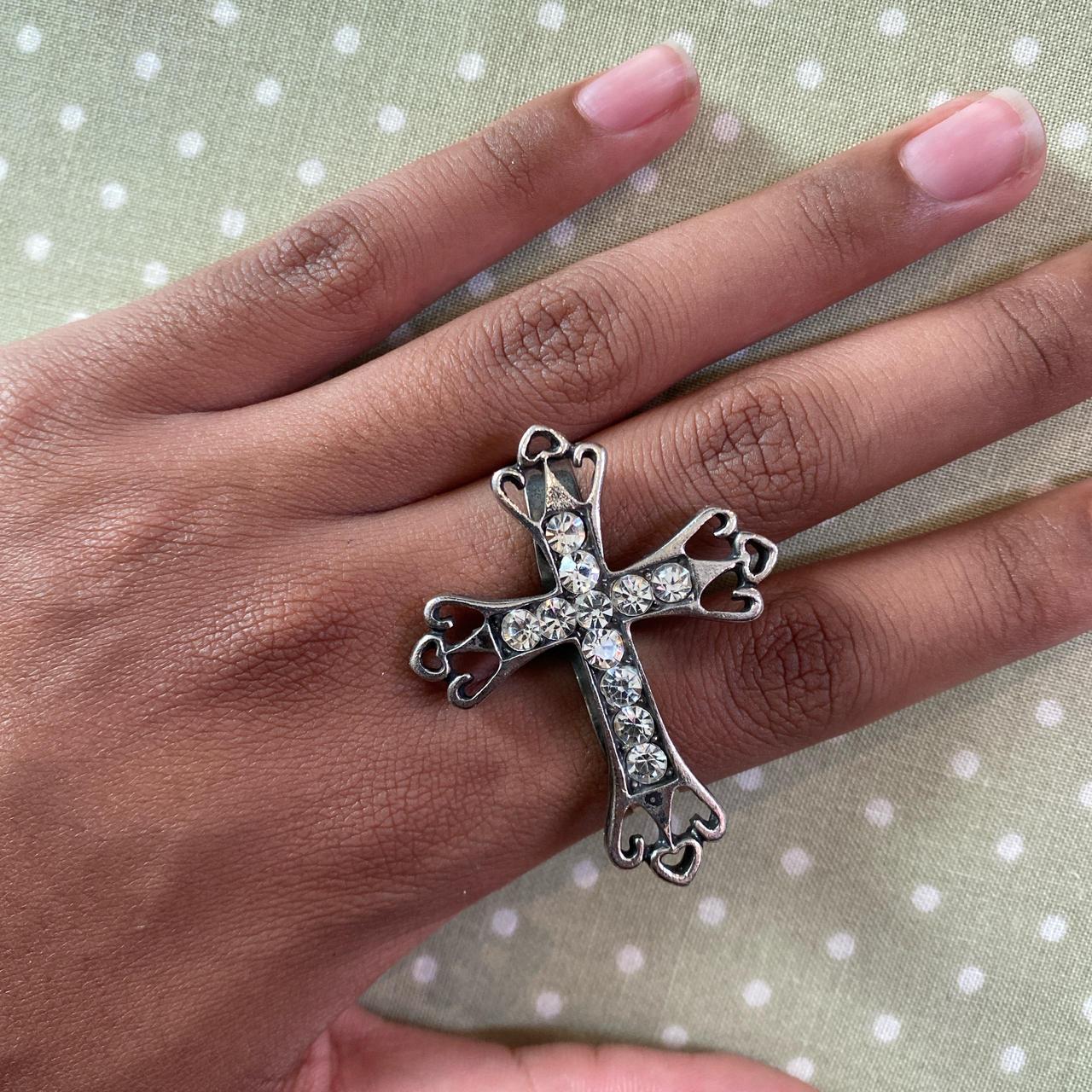 very unique double finger cross ring #crossring... - Depop