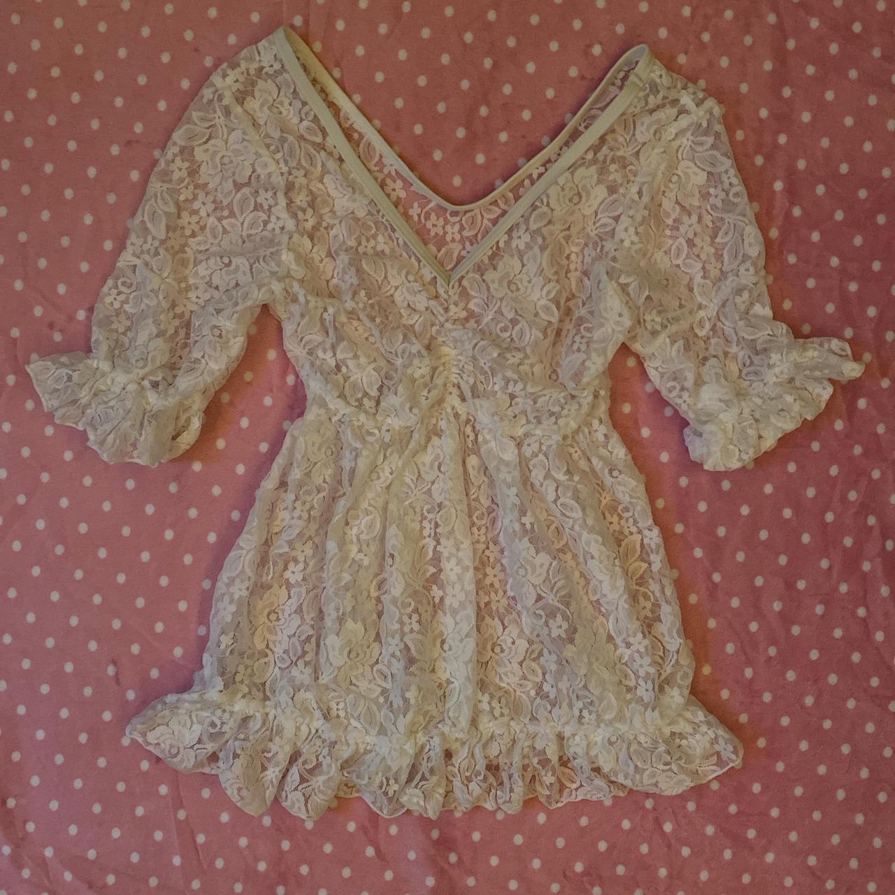 Chinese ruffled lace babydoll blouse Labeled a... | Depop