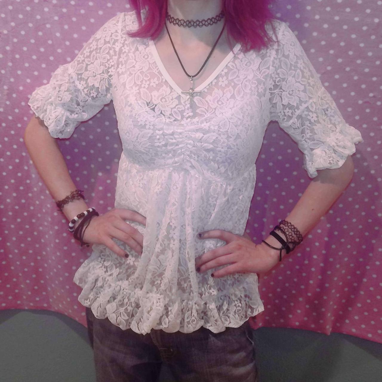 Chinese ruffled lace babydoll blouse Labeled a... | Depop