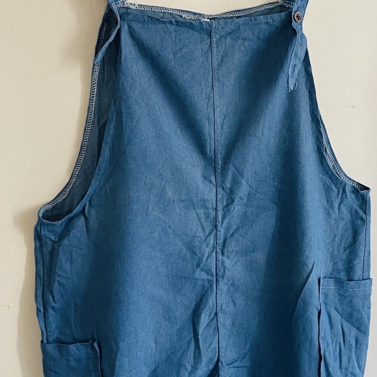 3/4 light cotton overalls size 12-14 #overalls | Depop