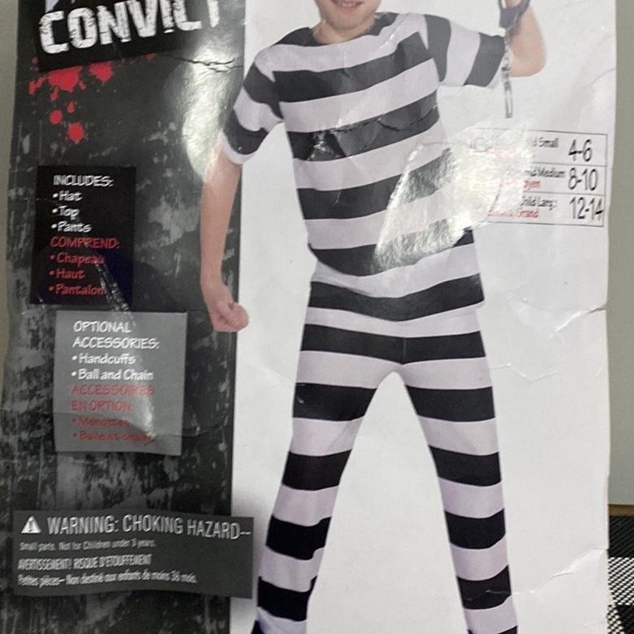 Convict kids 3 pieces halloween costume new size L... - Depop