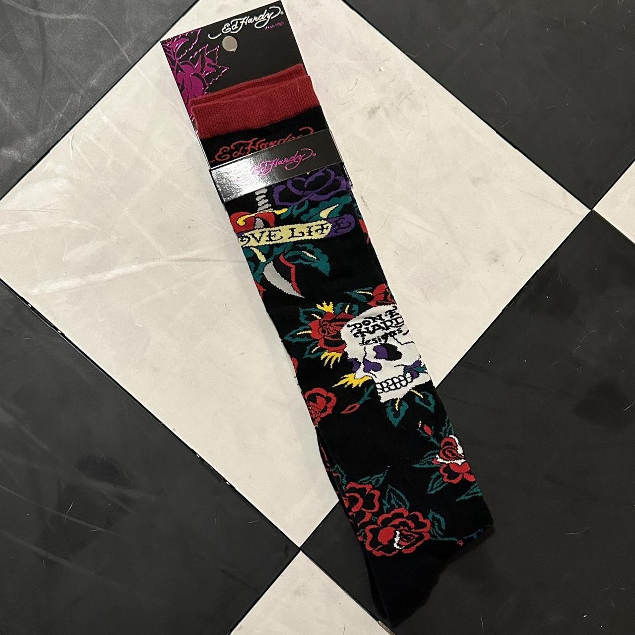 Ed Hardy Knee High socks >:) one size fits most... - Depop