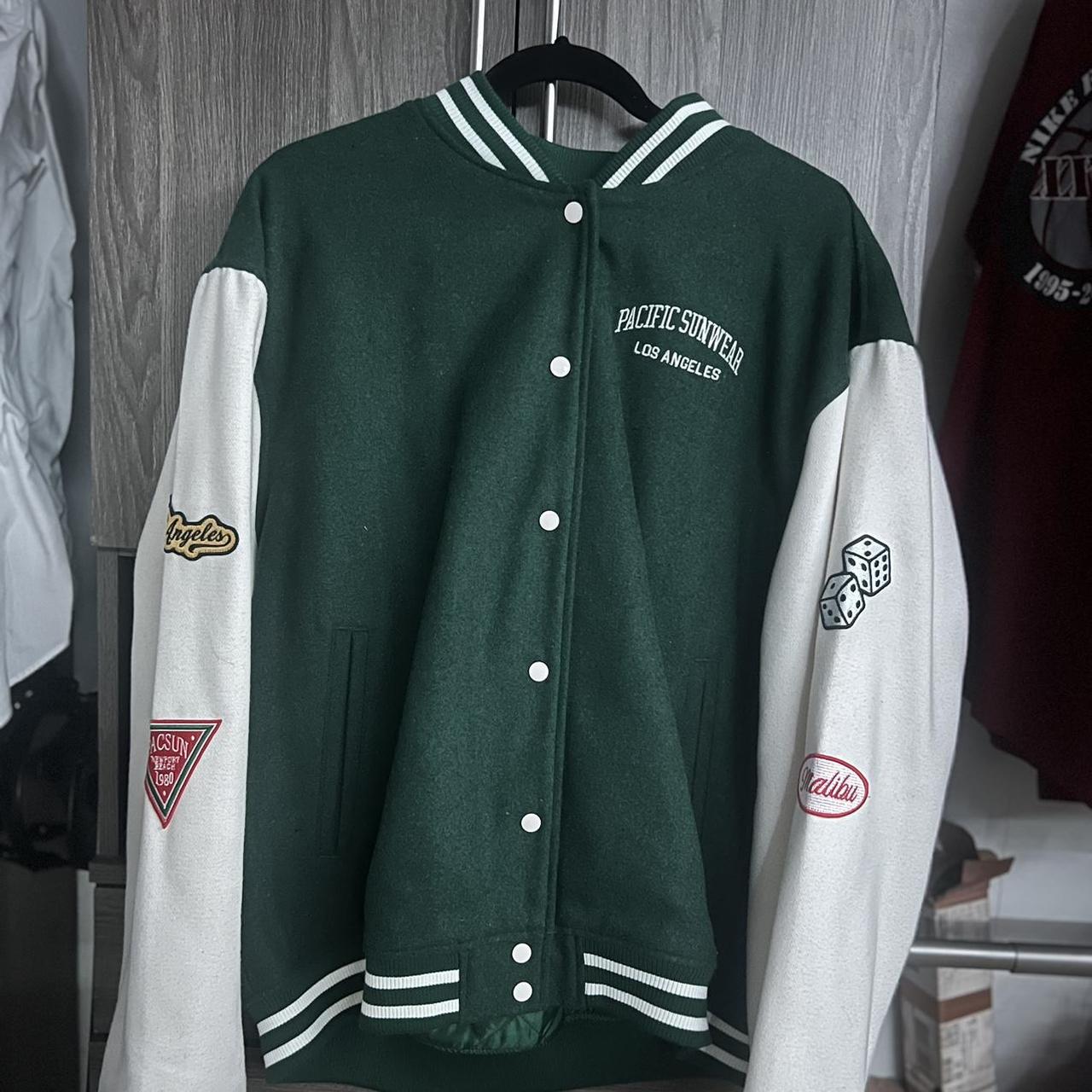 Pacsun Green Varsity Jacket Size M/L Like Brand New - Depop