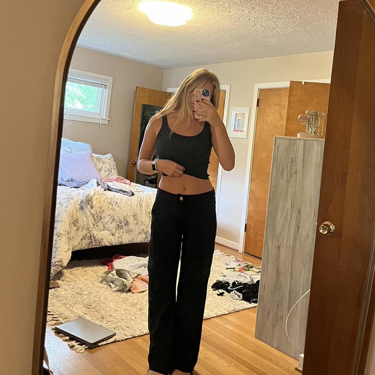 Low rise black cargo pants from Zara Size 6 but... - Depop