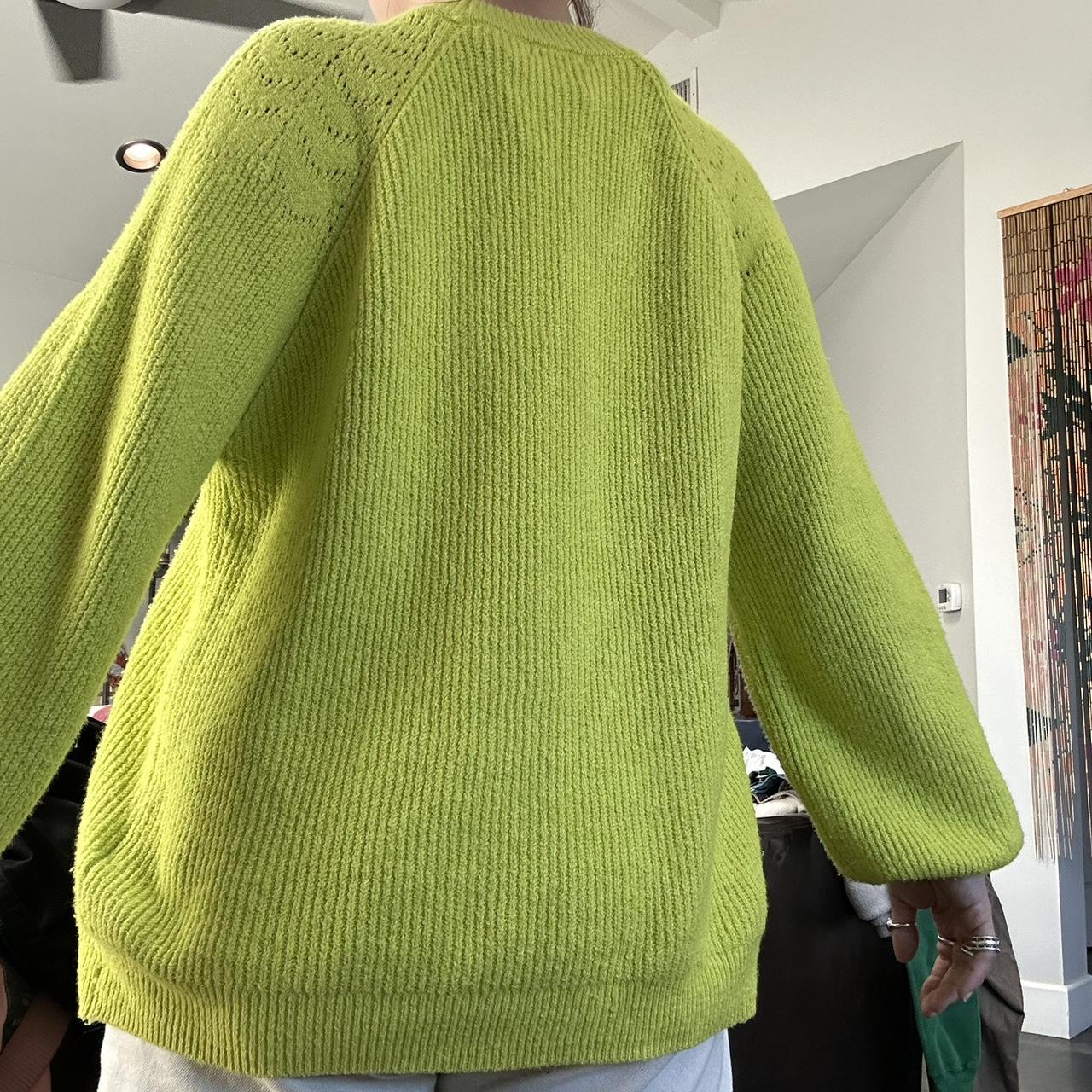 ⭐️No tag ~M/L neon green yellow knit cozy soft... - Depop