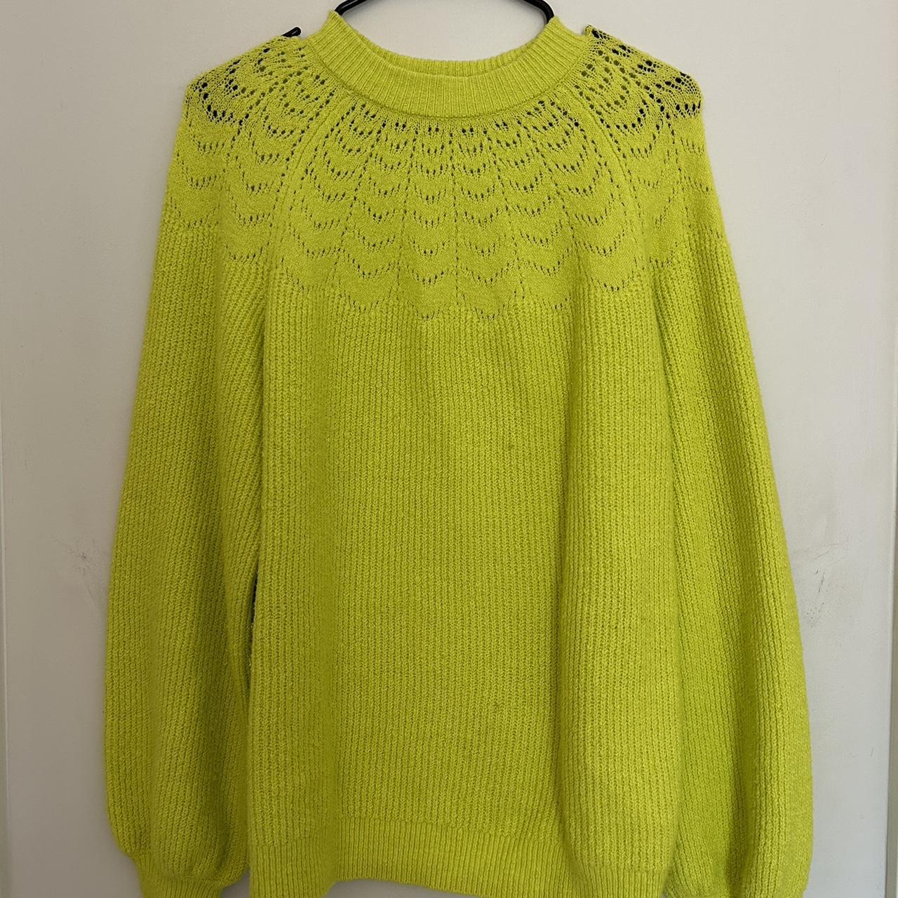 ⭐️No tag ~M/L neon green yellow knit cozy soft... - Depop