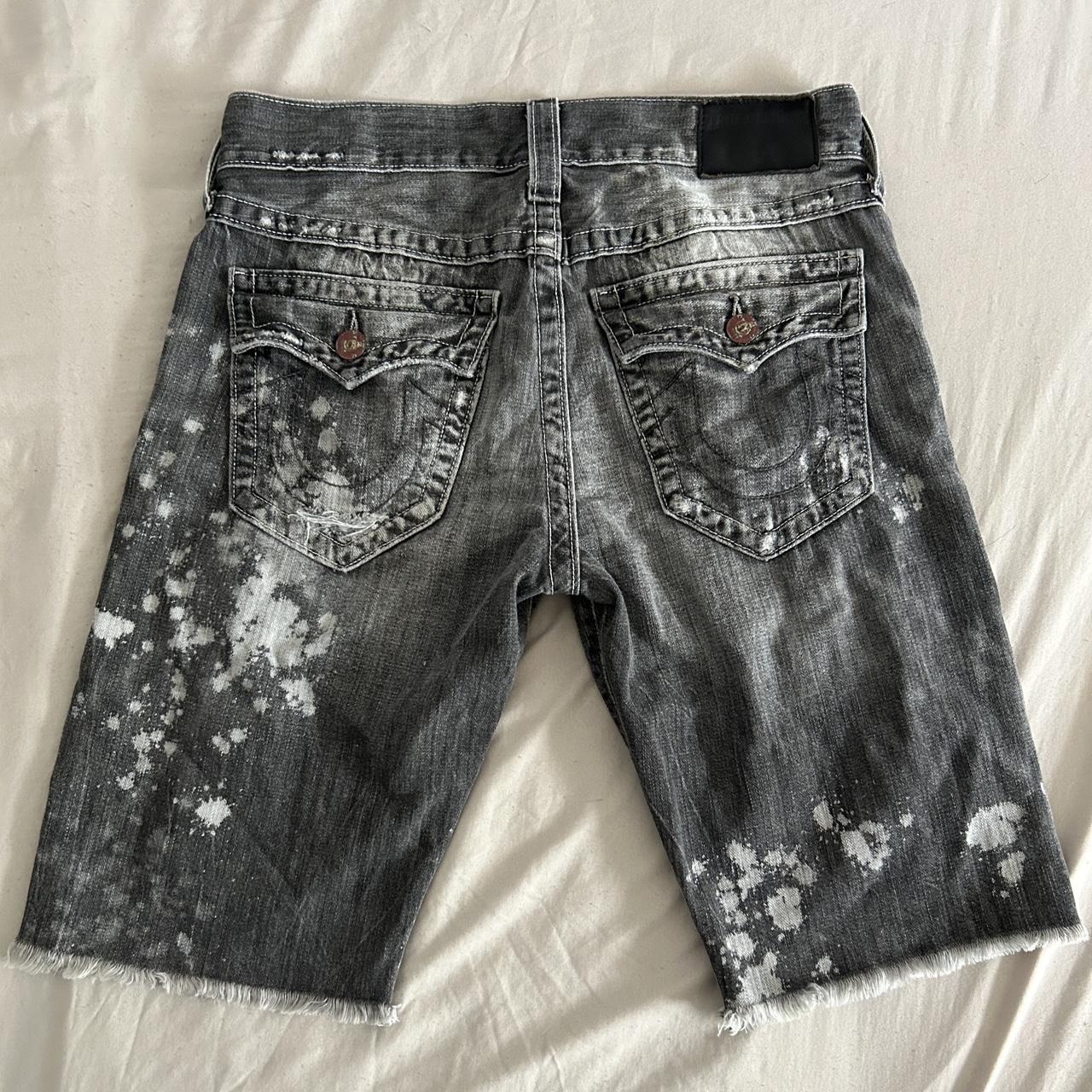 True Religion Black And Grey Ricky Jean Shorts ^Dm... - Depop