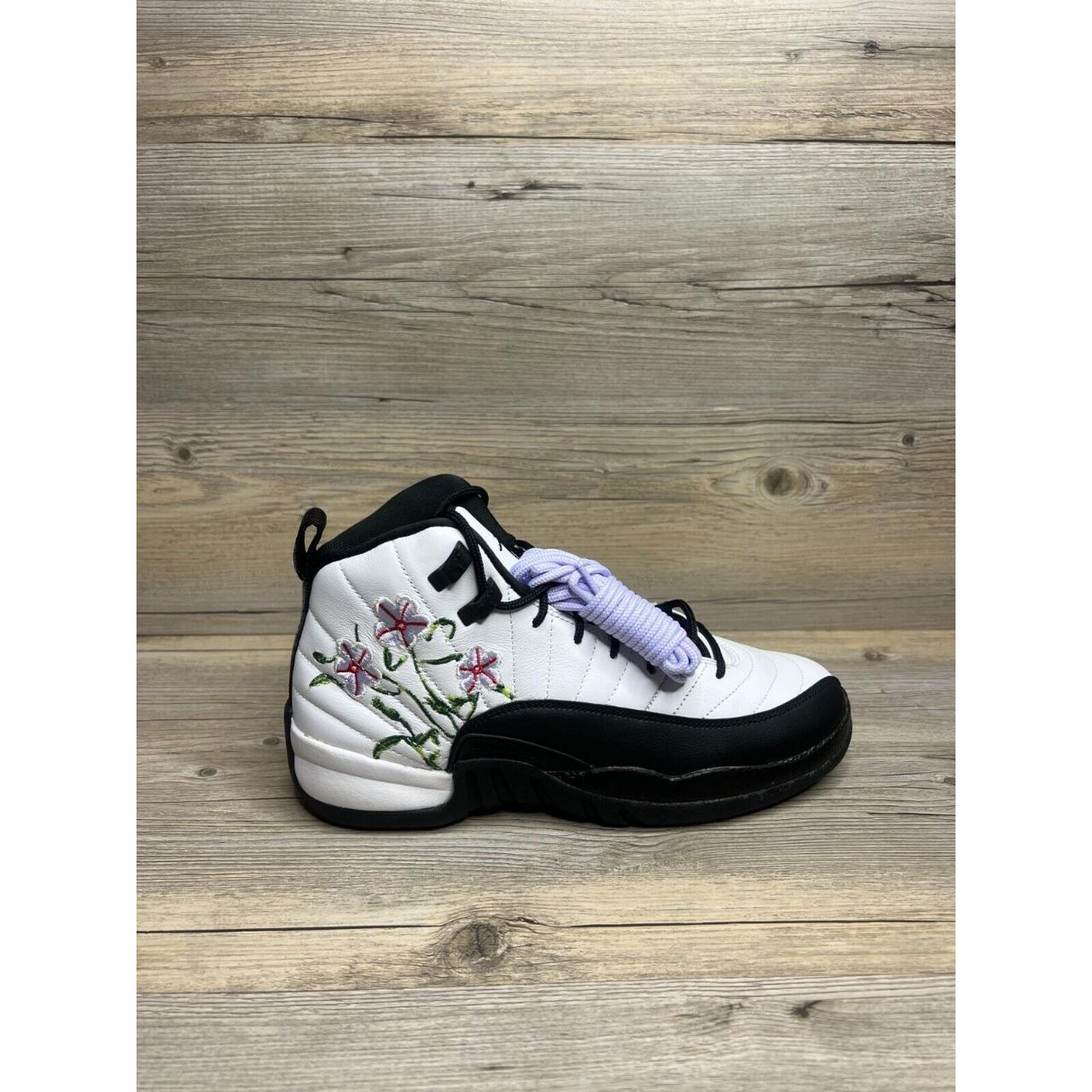 Nike Air Jordan 12 Retro Floral GS Size 6Y White... - Depop