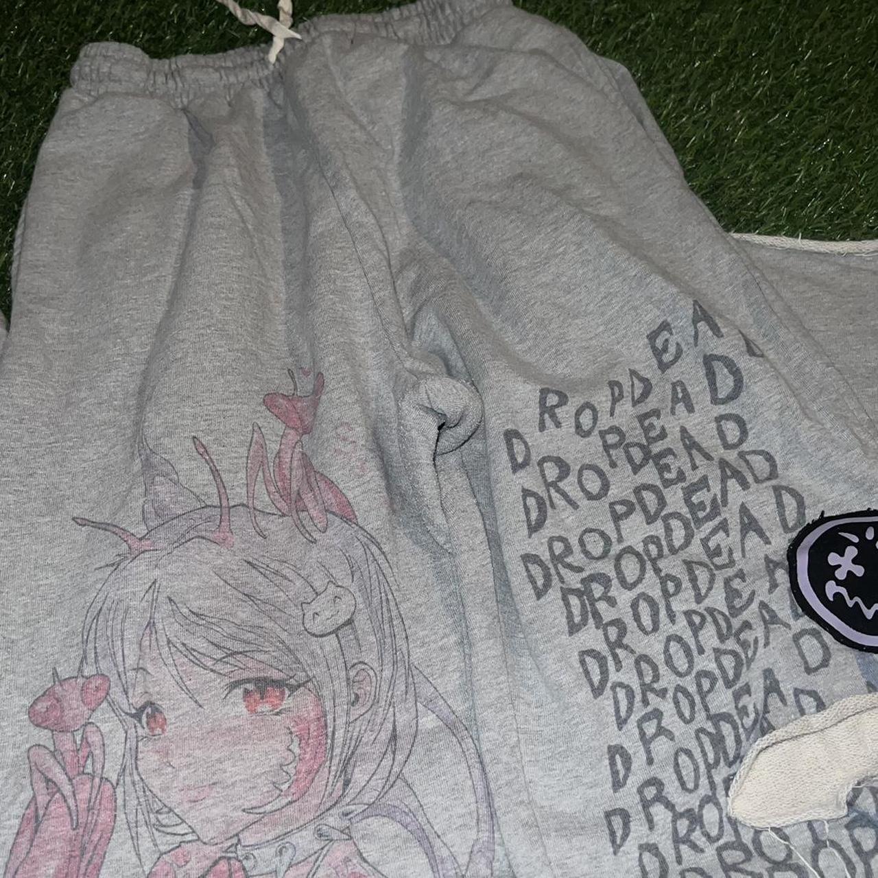 drop dead (BMTH) ripped anime sweatpants, worn once - Depop