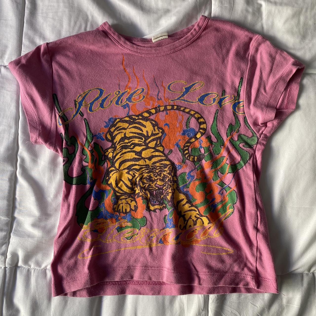 pink urban outfitters tiger baby tee no paypal... - Depop