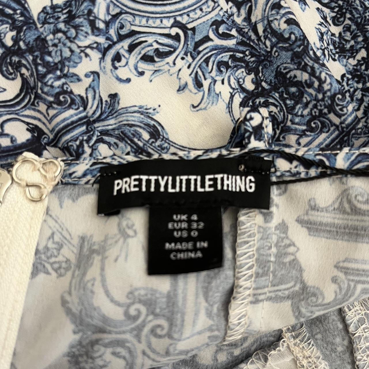 PrettyLittleThing Blue Renaissance Print Structured... - Depop