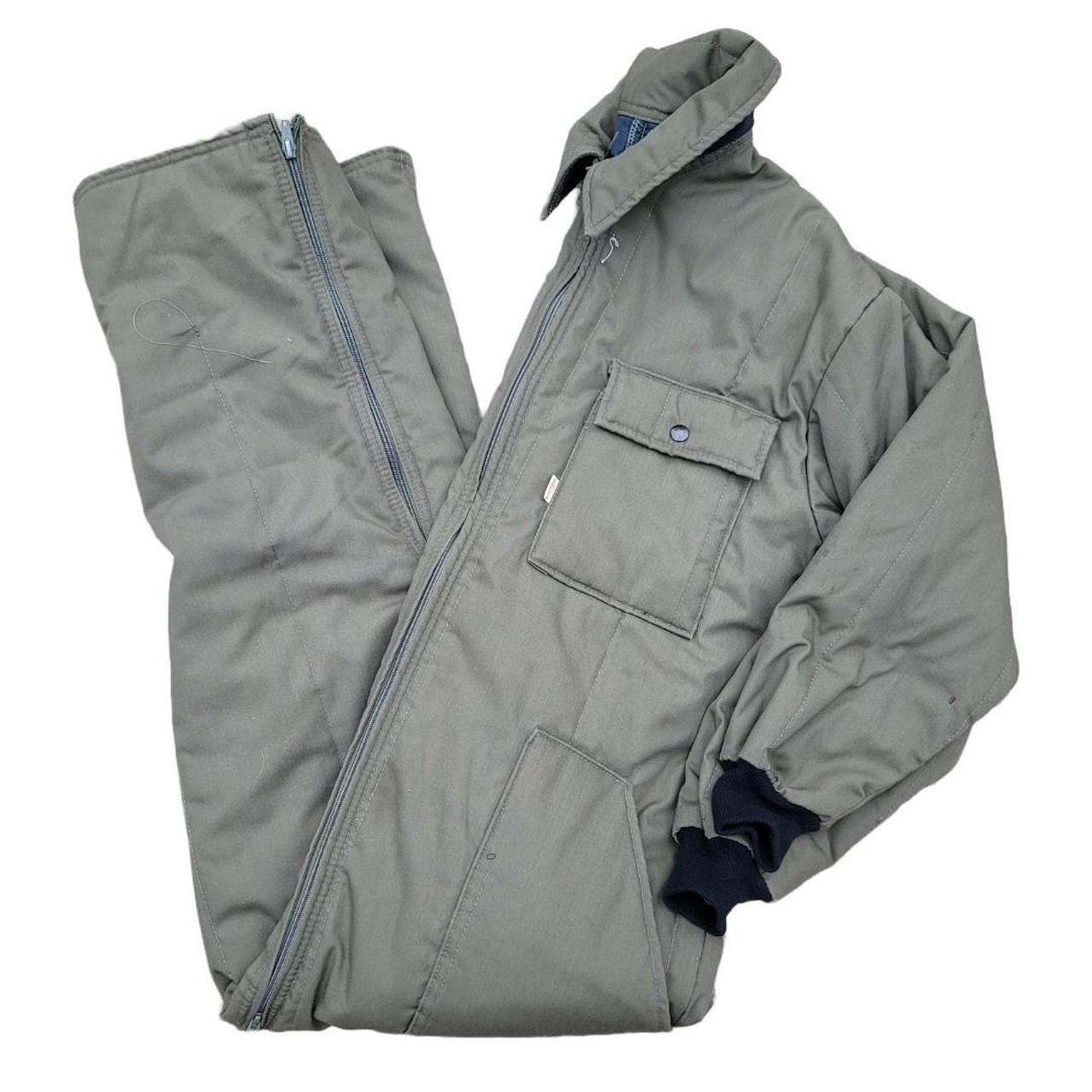 Vintage Army green quilted hunting coveralls... | Depop