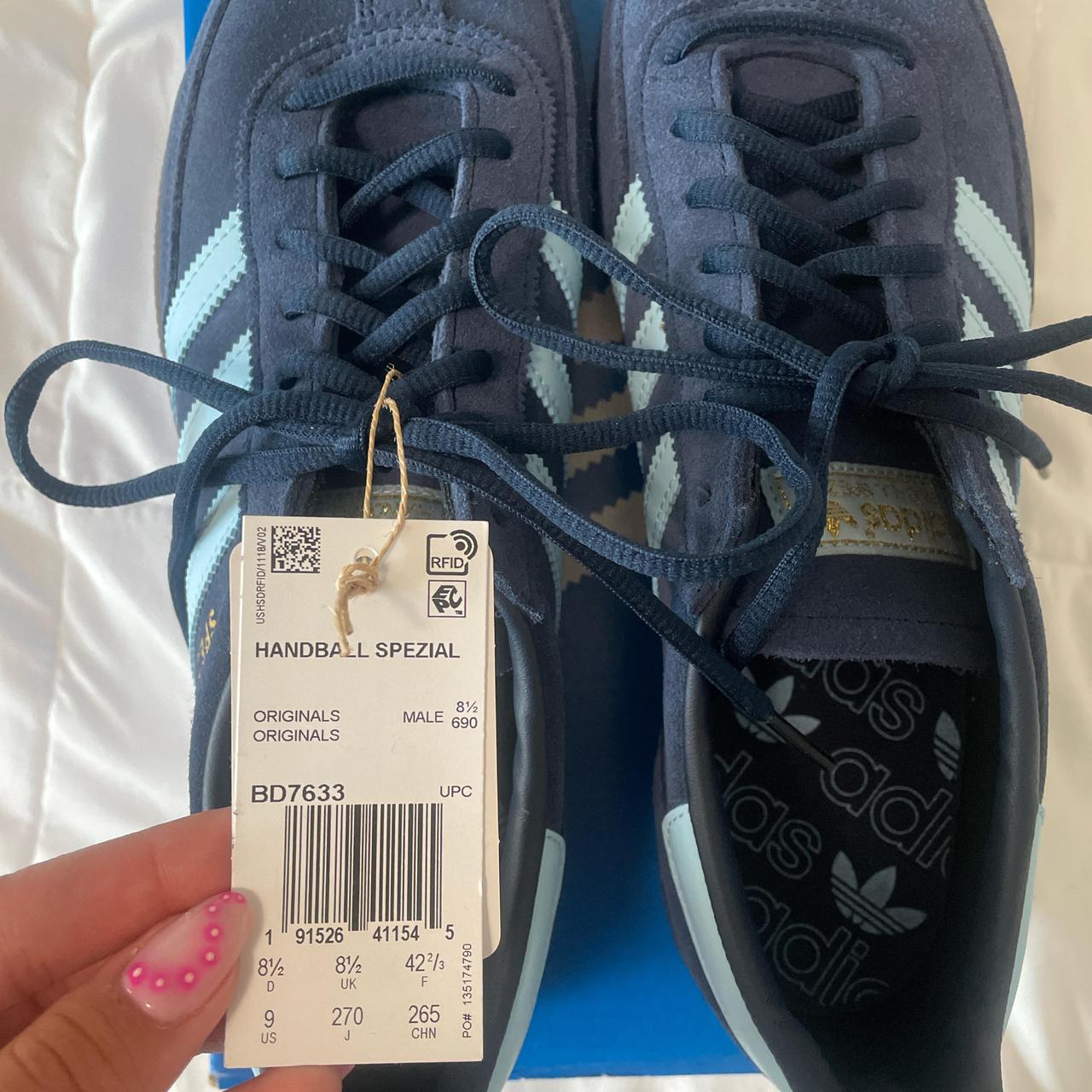 adidas handball spezials - navy/clear sky/gum - size... - Depop