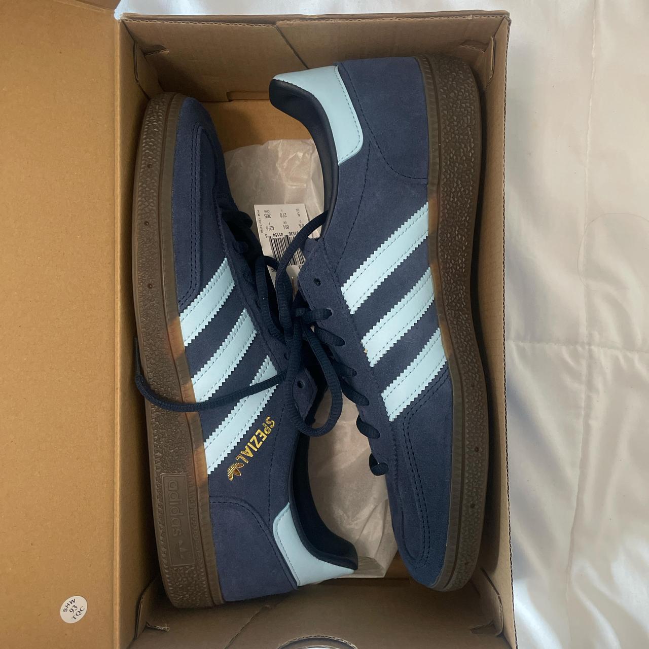 adidas handball spezials - navy/clear sky/gum - size... - Depop